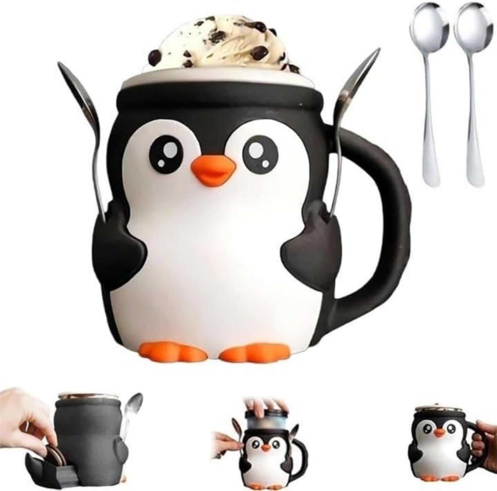 Pebbles The Penguin Ice Cream Holder, Cute Penguin Ice Cream Pint ...