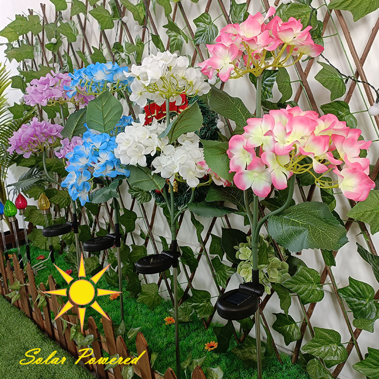 Pebbuoy 1/2Pcs Artificial Flower Solar Garden Light Realistic Looking ...