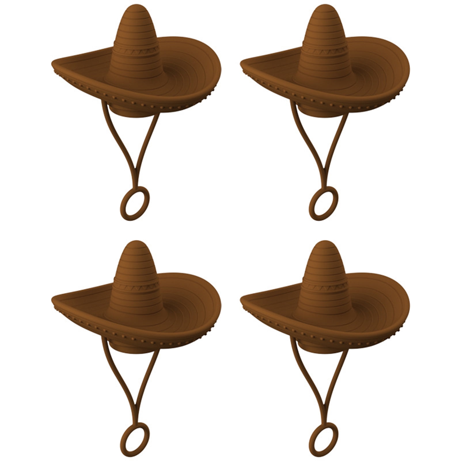 Pebbuoy 1/4Pcs Straw Cover Hat Shape Silicone Straw Lid Dust-proof ...