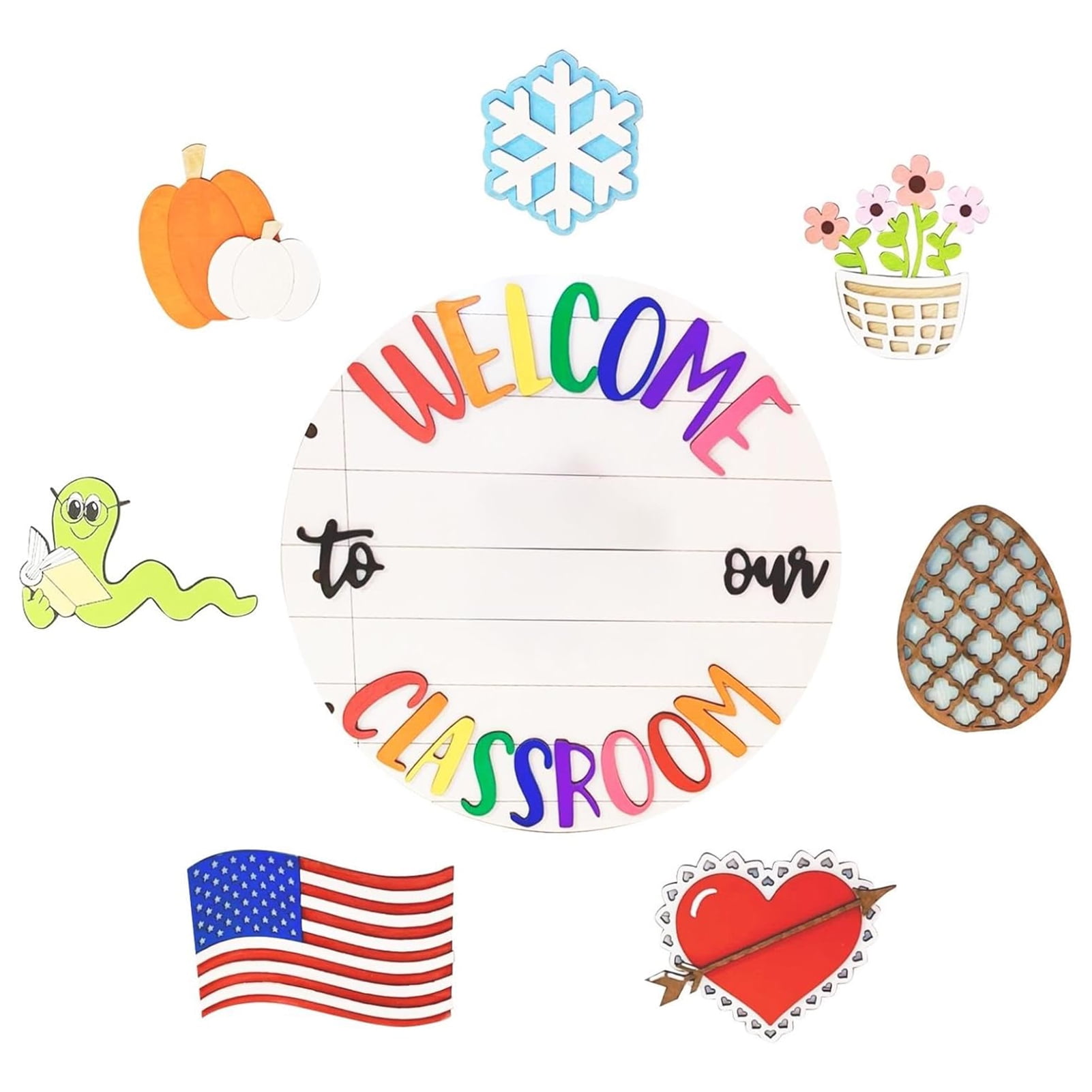 Pebbuoy 1 Set Classroom Welcome Door Sign Decoration Interchangeable ...