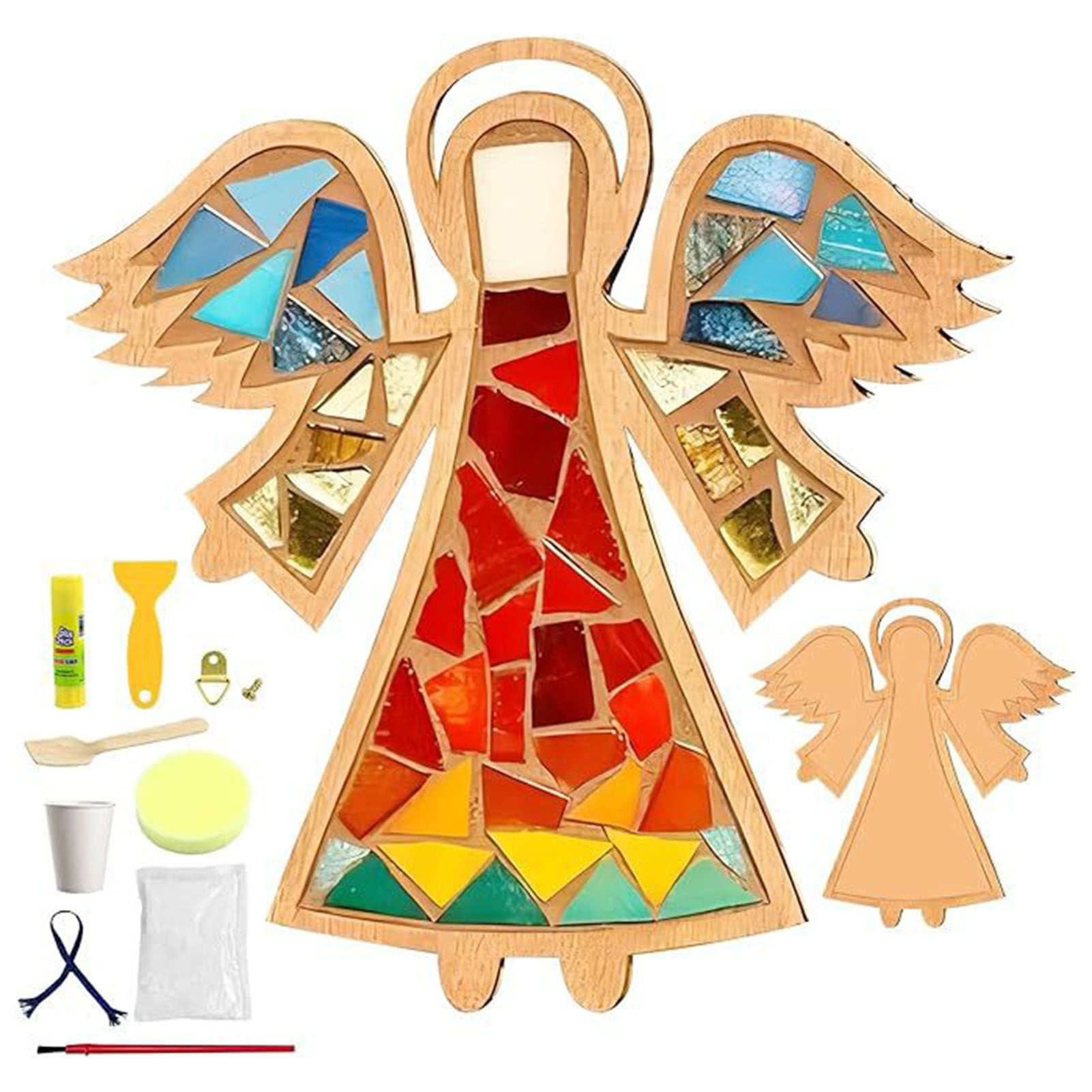 Pebbuoy 1 Set DIY Mosaic Tiles Feather Love Heart Angle Bird Flower Cat ...