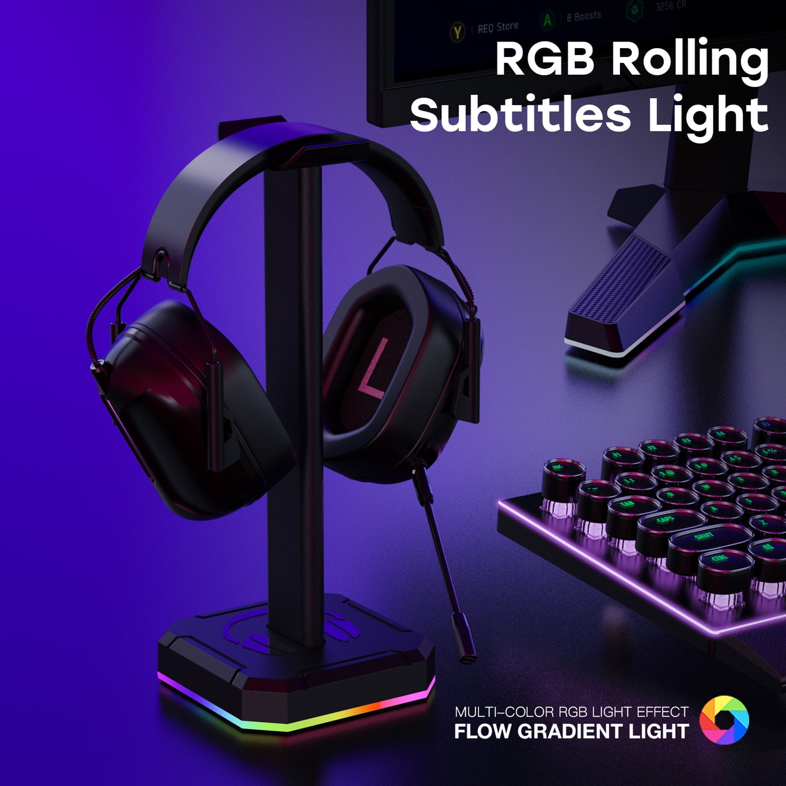 Pebbuoy 1 Set Headphone Stand RGB Backlight Aluminum Headphone Display ...