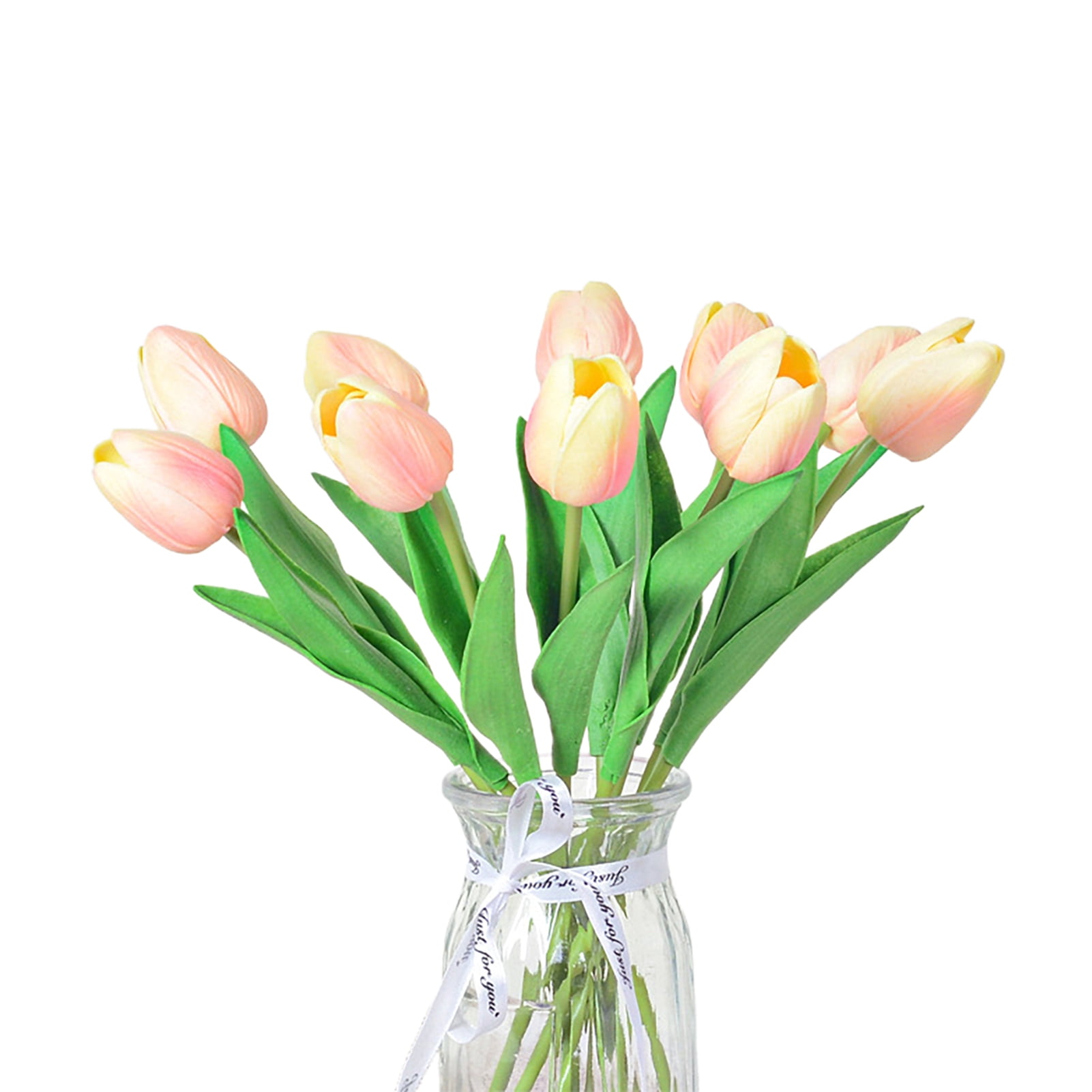 Pebbuoy 10Pcs Artificial Tulip Flower with Stem Realistic Home Office ...