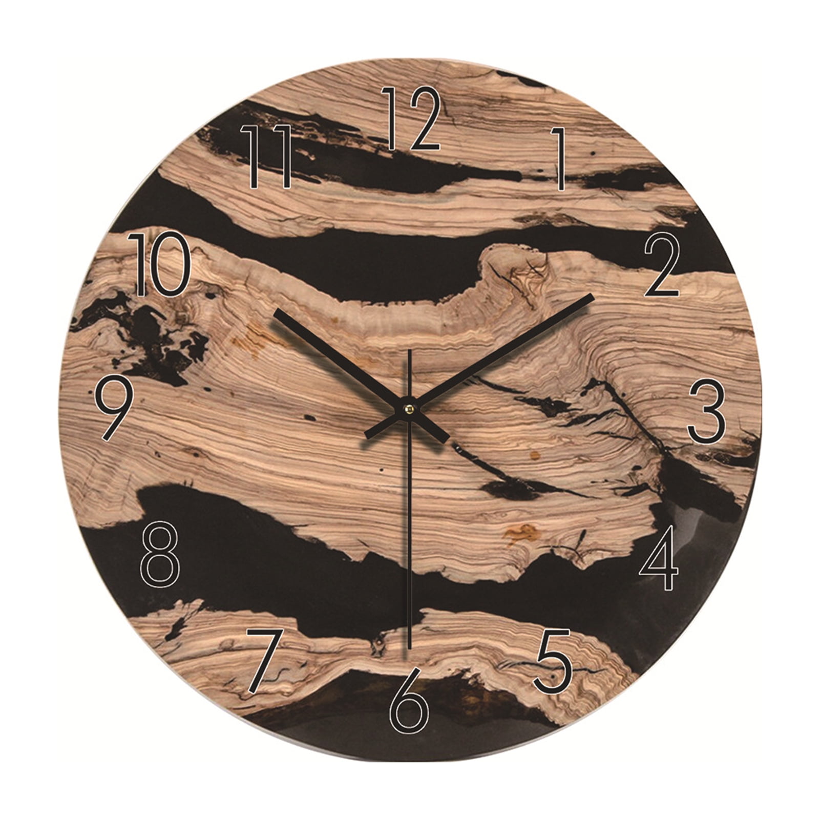 Pebbuoy 12 Inch Simple Quiet Wall Clock Vintage Rustic Silent Sweep ...