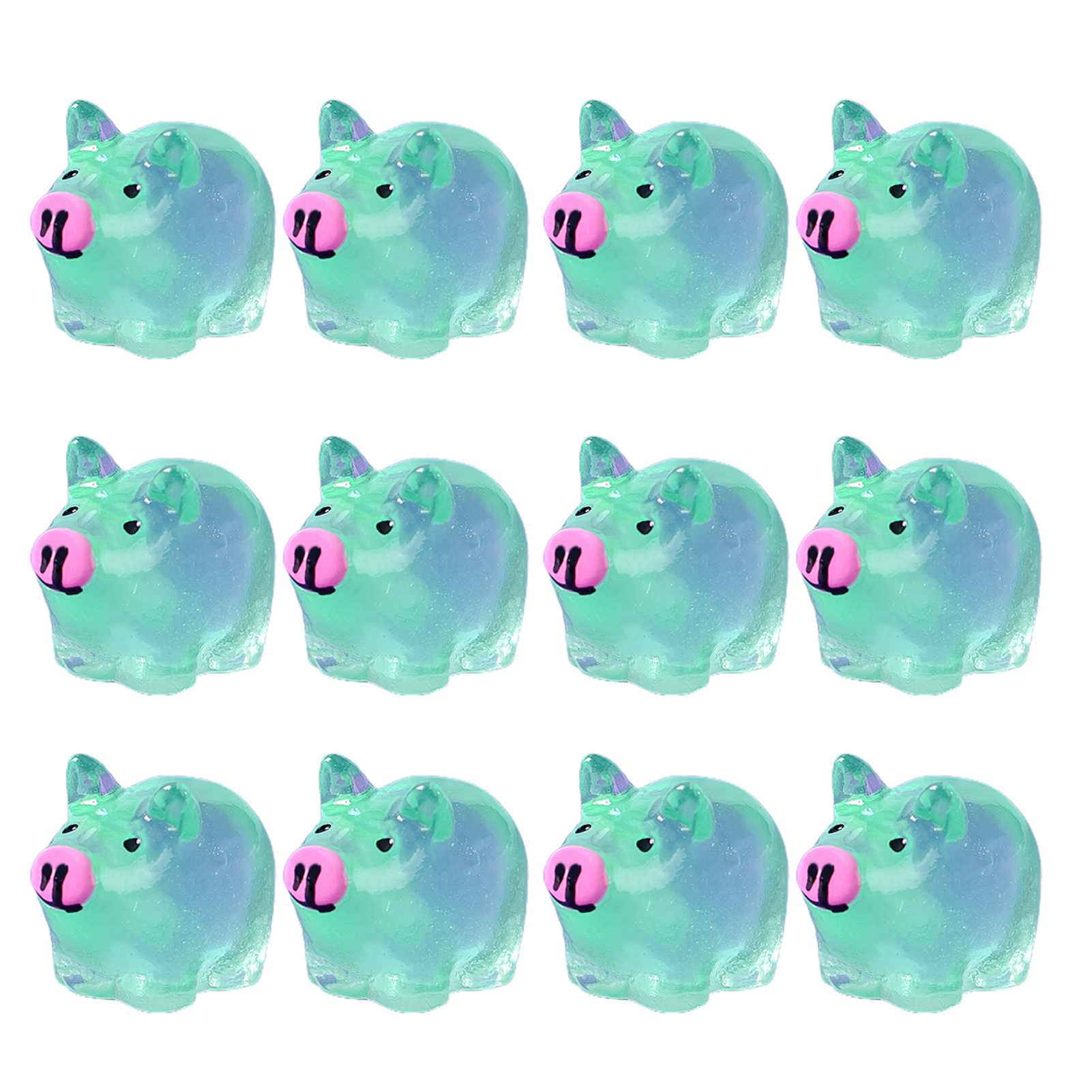 Pebbuoy 12Pcs Mini Pig Figurine Glow-in-the-dark Resin Tiny Pig ...