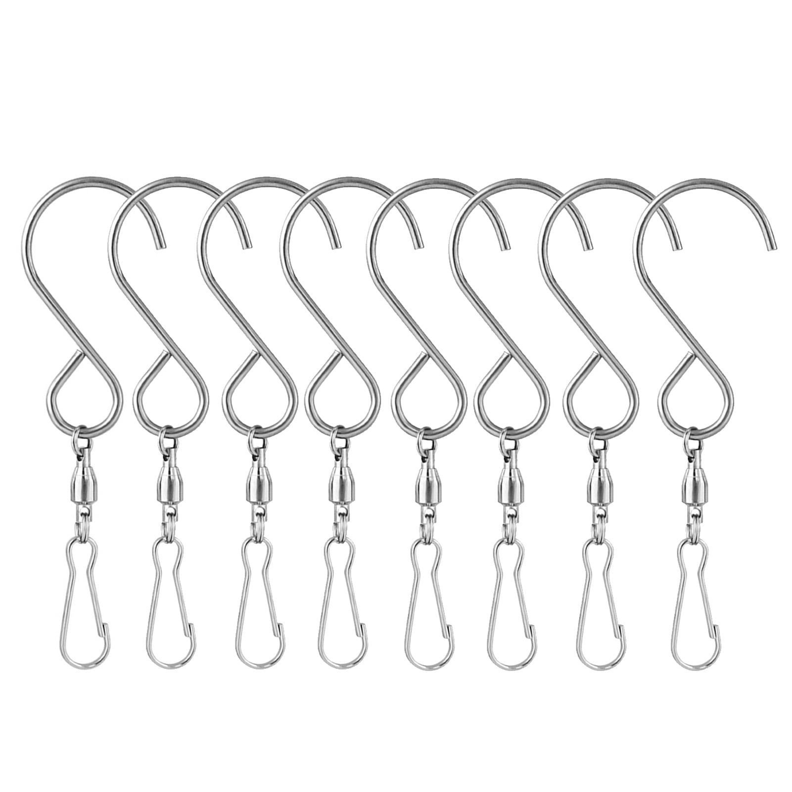 Pebbuoy 2/8/16 Pcs S-shaped Hanging Swivel Hooks with Clip Great Load ...