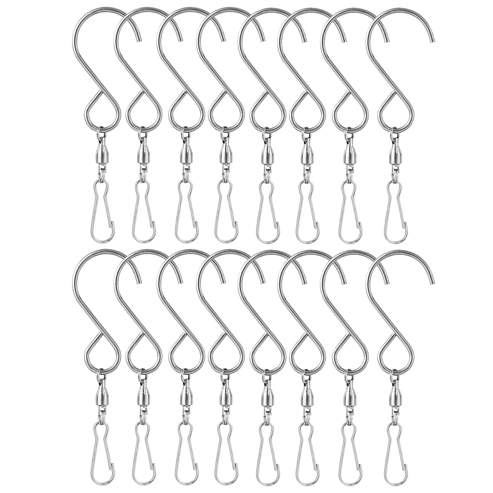 Pebbuoy 2/8/16 Pcs S-shaped Hanging Swivel Hooks with Clip Great Load ...