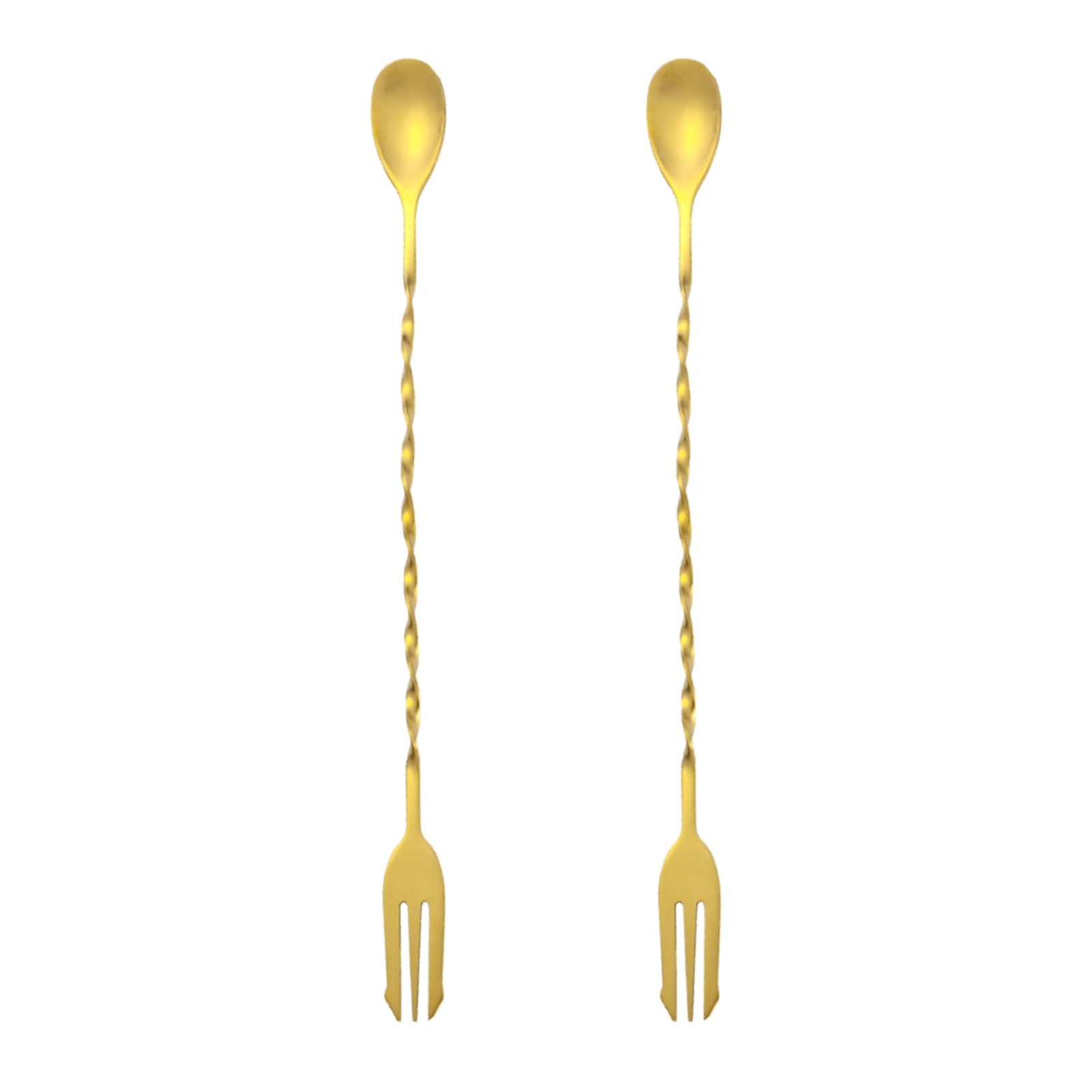 Pebbuoy 2 Pcs Cocktail Bar Spoon Stirring Bar Mixing Long Spoon Double ...