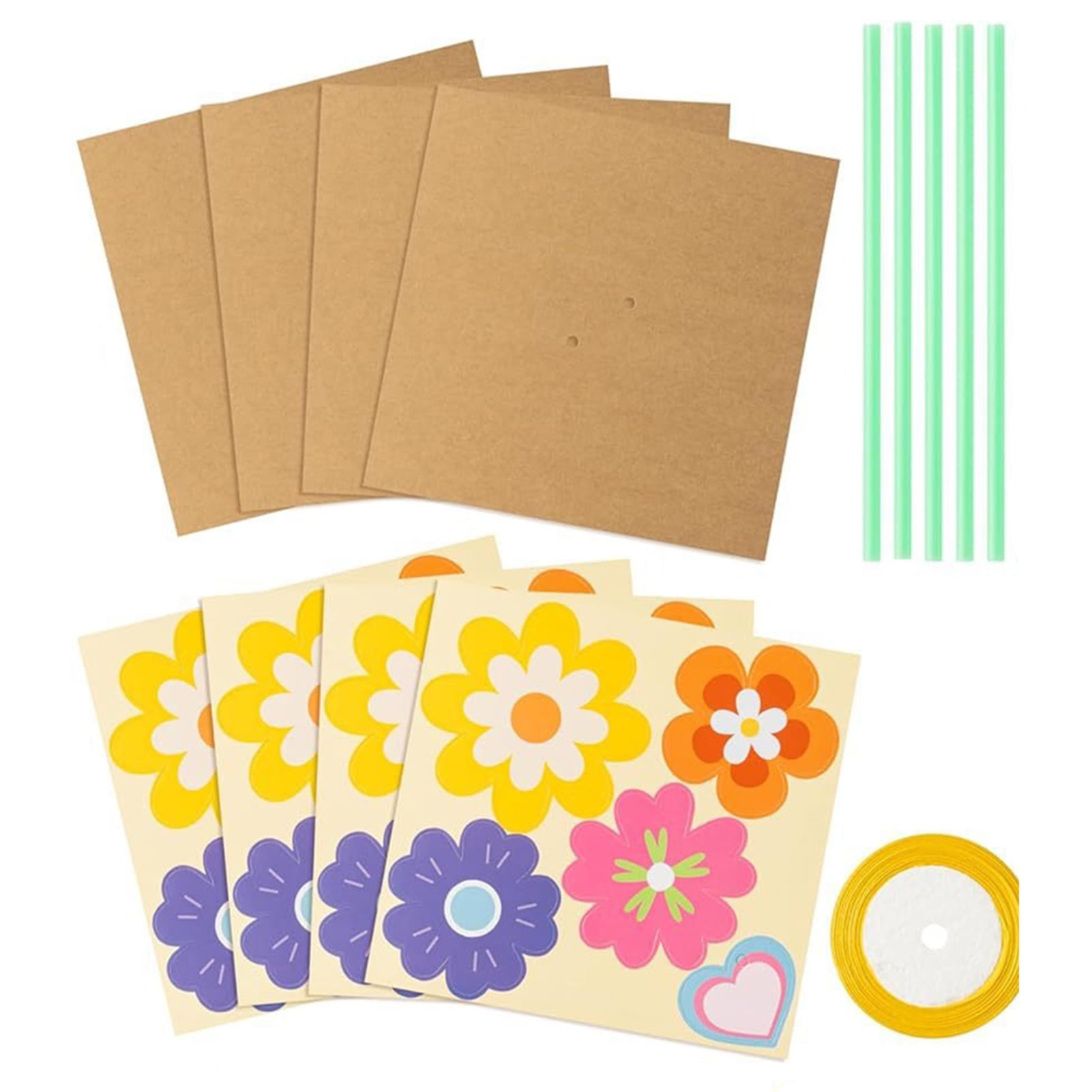 Pebbuoy 24Pcs/Set Mother Day Flower Bouquet Craft Kit DIY Greeting Card ...