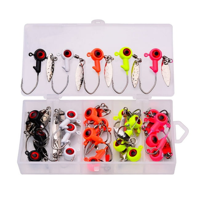 Pebbuoy 25Pcs/Box Fishing Lures Kit with Single Hook Prevent Escape ...