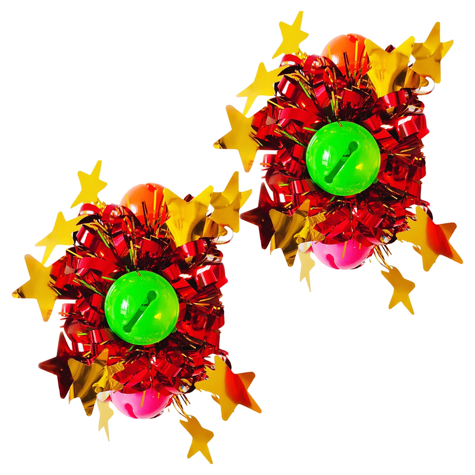 Pebbuoy 2Pcs Wrist Flower with Star Bell Decor Cheerleading Cheer ...