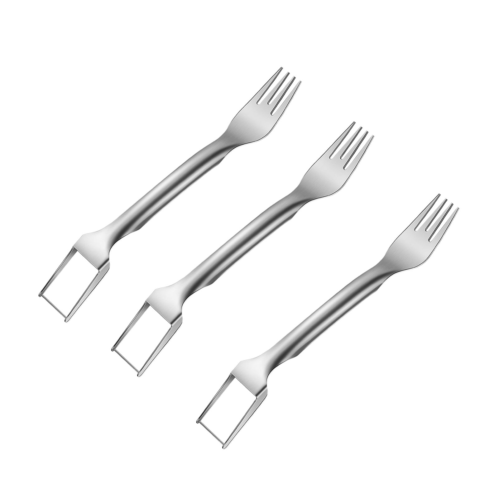 Pebbuoy 3 Pcs 2-In-1 Stainless Steel Watermelon Cutter Fork Slicer Easy ...
