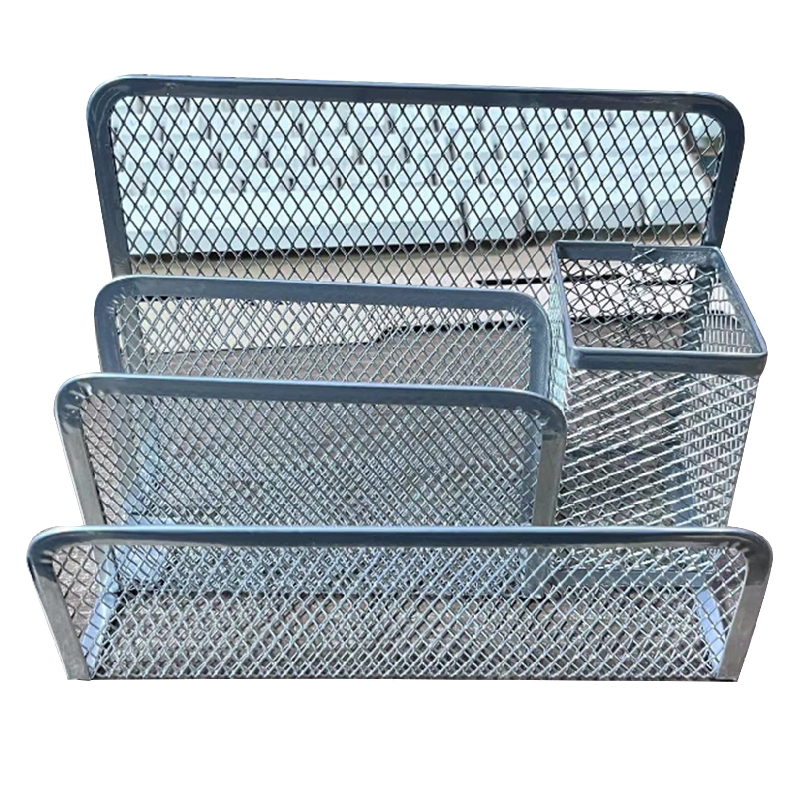 Pebbuoy 3-Tier Desktop Stacking File Holder Black Metal Mesh Mail ...