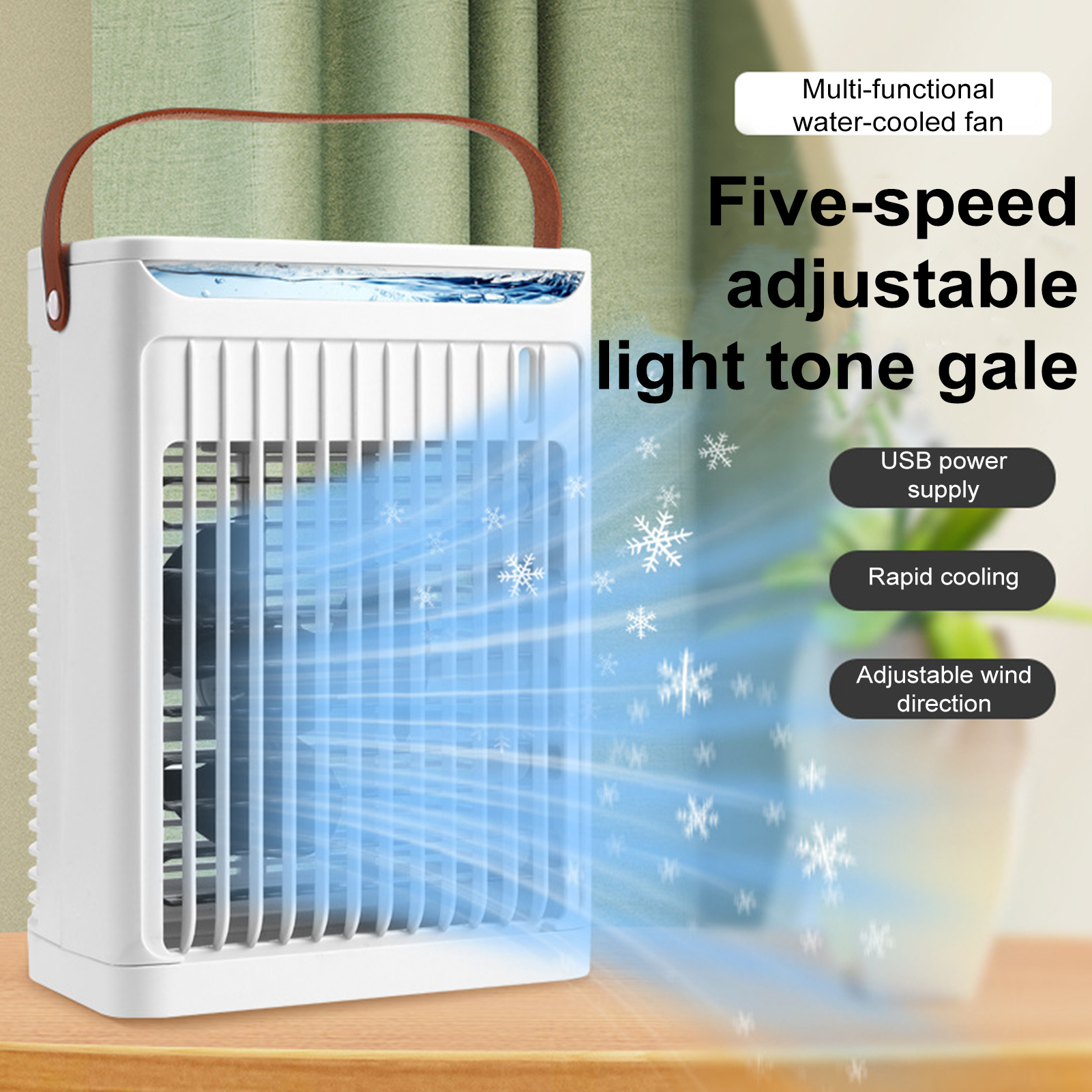Pebbuoy 3-in-1 Air Conditioning Fan Desktop Humidifier Colorful Light ...