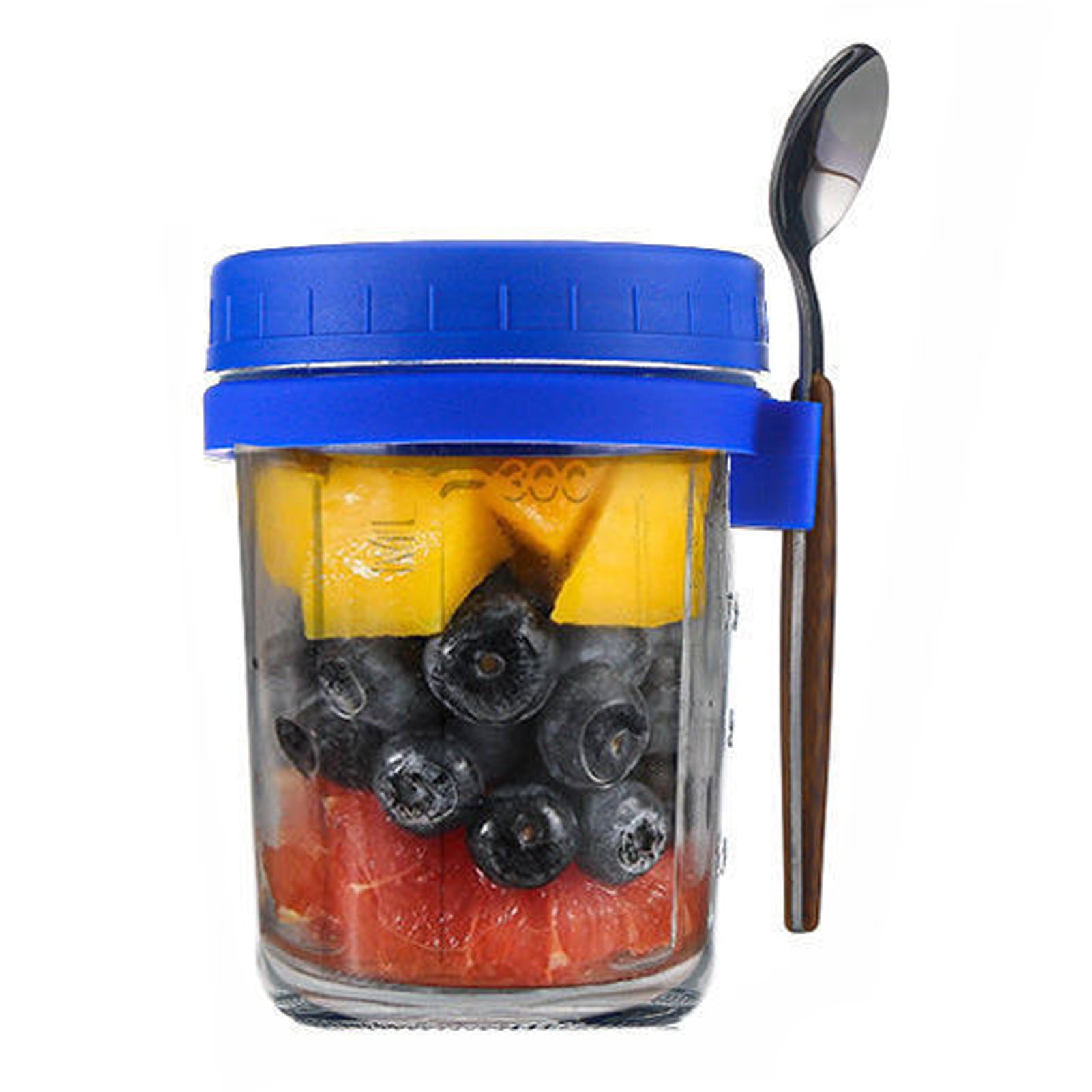 Pebbuoy 350ML Overnight Oats Cup with Spoon And Lid Leakproof Glass ...