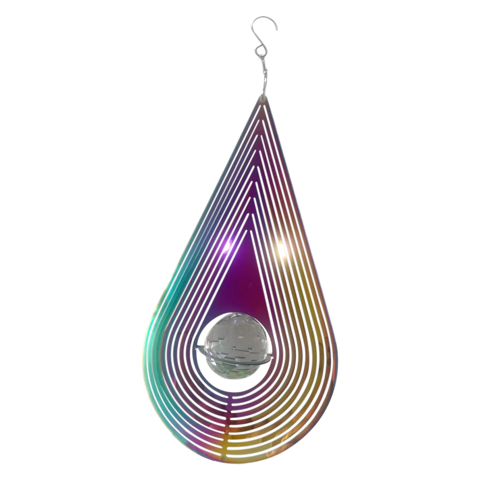 Pebbuoy 3D Waterdrop Wind Spinner Decoration with Faux Crystal Hook ...