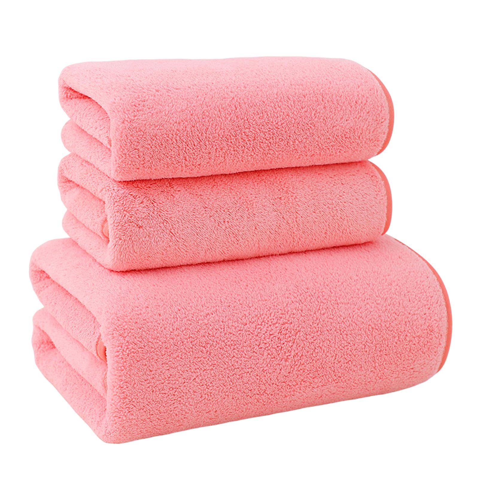 Pebbuoy 3Pcs/Set Bath Towel Coral Velvet Highly Absorbent Towels Soft Quick Drying Bath Towel ...