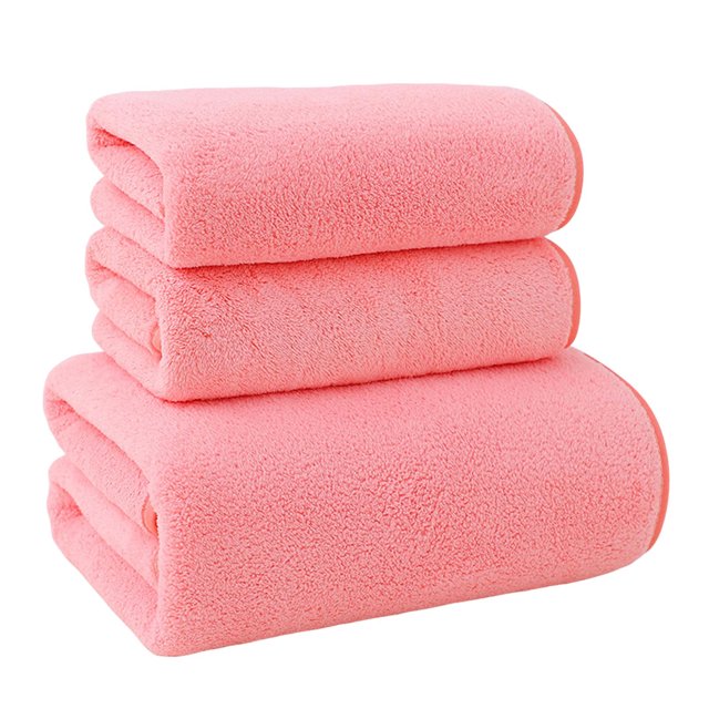 Pebbuoy 3Pcs/Set Bath Towel Coral Velvet Highly Absorbent Towels Soft Quick Drying Bath Towel ...