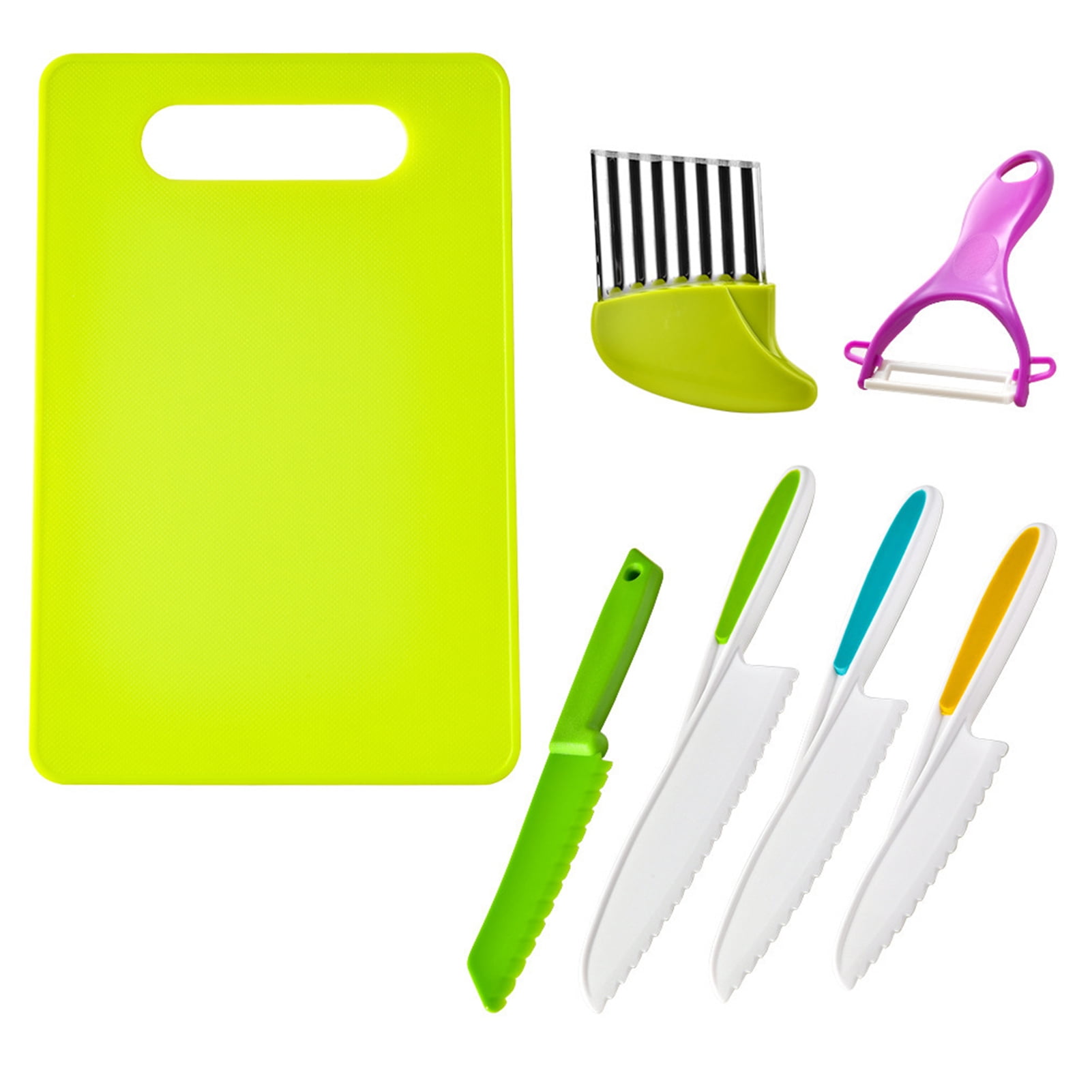 Pebbuoy 7Pcs/Set Kids Cutter Kit with Fruit Vegetable Crinkle Cutter ...