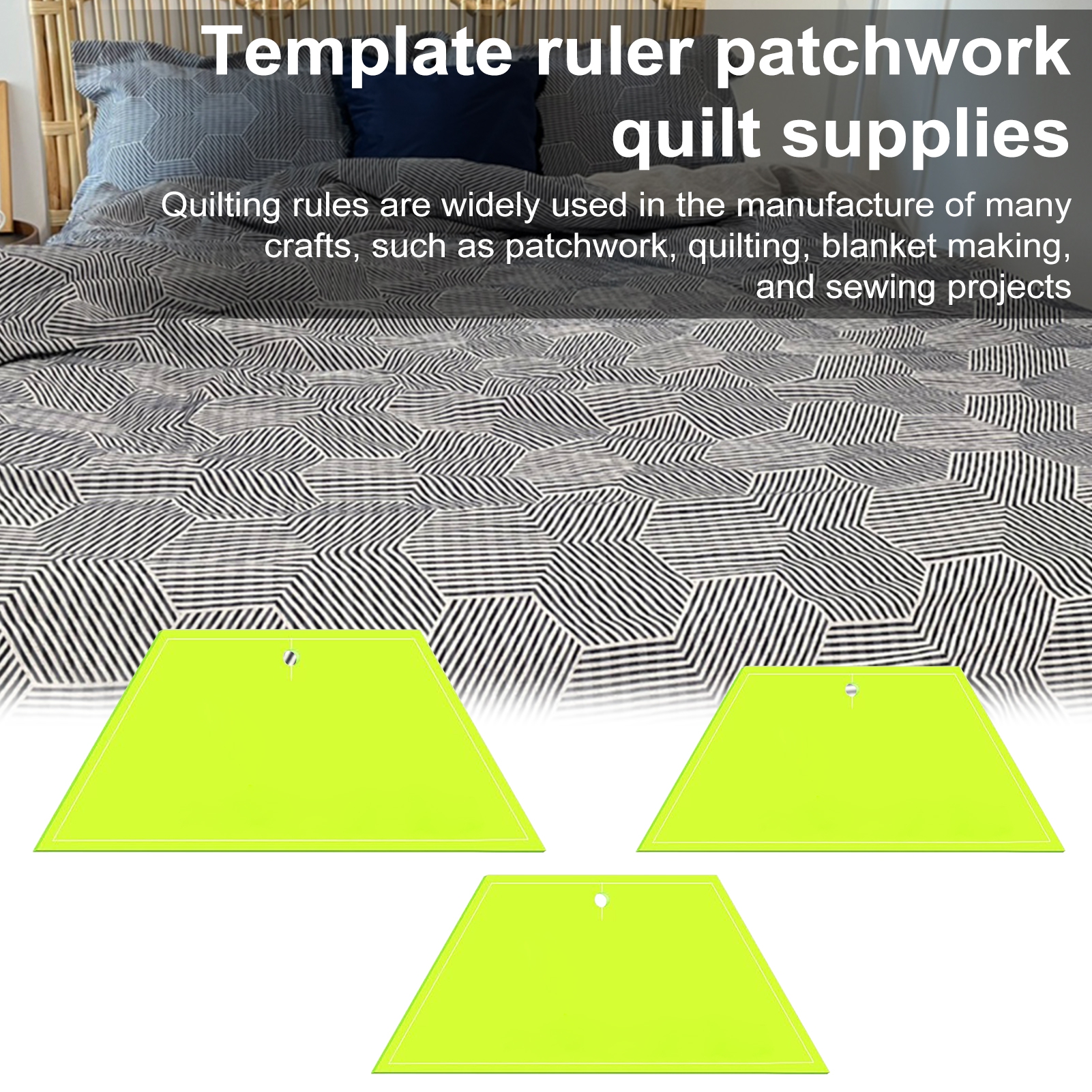Pebbuoy Acrylic Quilting Template, Half Hexagon Quilting Template for ...