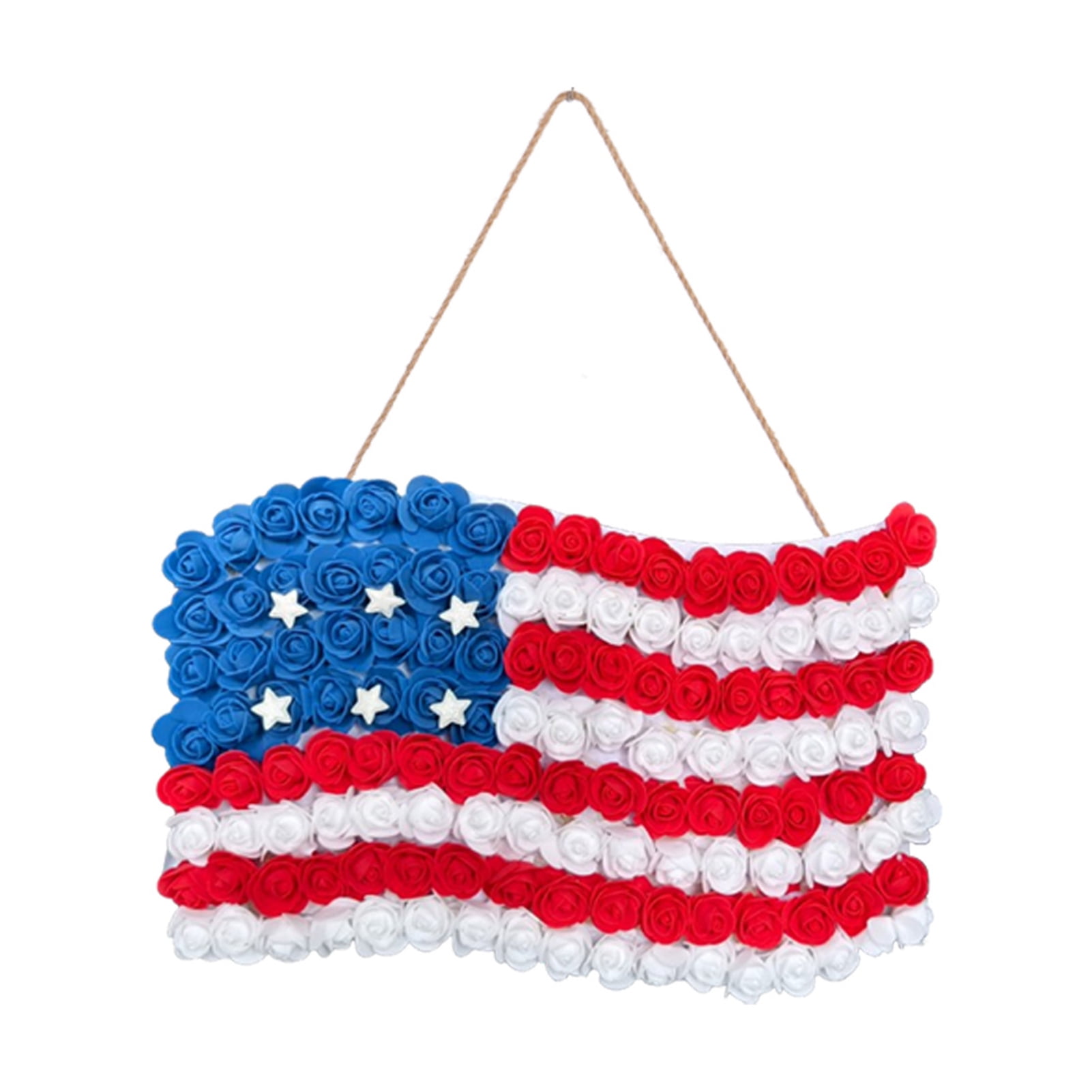 Pebbuoy American Flag Shape Door Sign Rose Flower Decor Patriotic ...