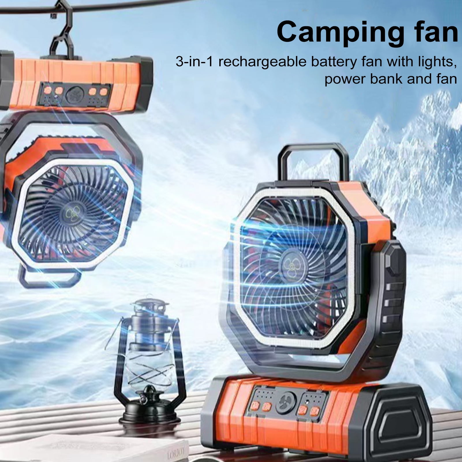 Pebbuoy Camping Fan Rechargeable 20000mAh Battery Operated Portable Fan ...