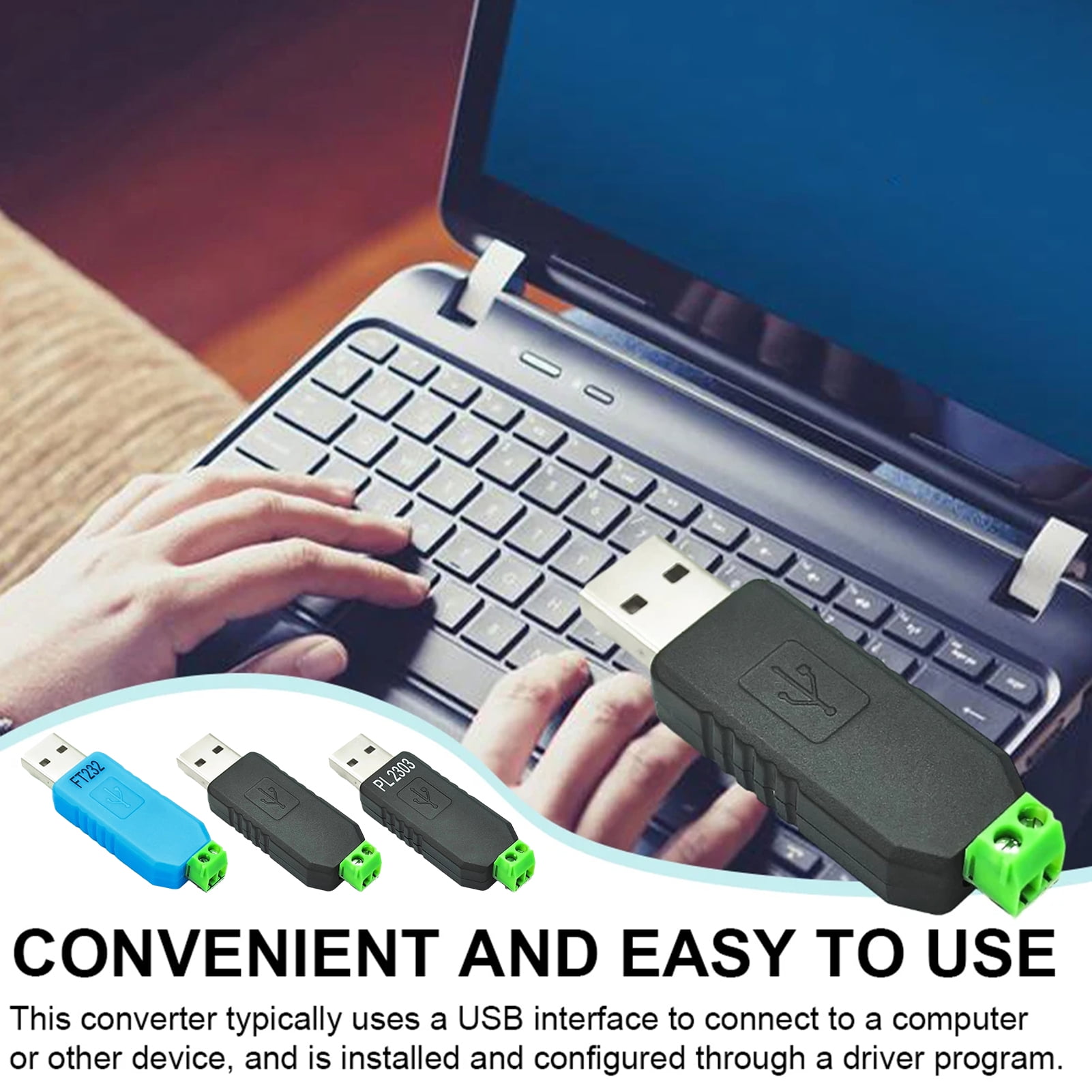 Pebbuoy Converter Adapter USB to RS485 Converter with CH340/PL2303 ...