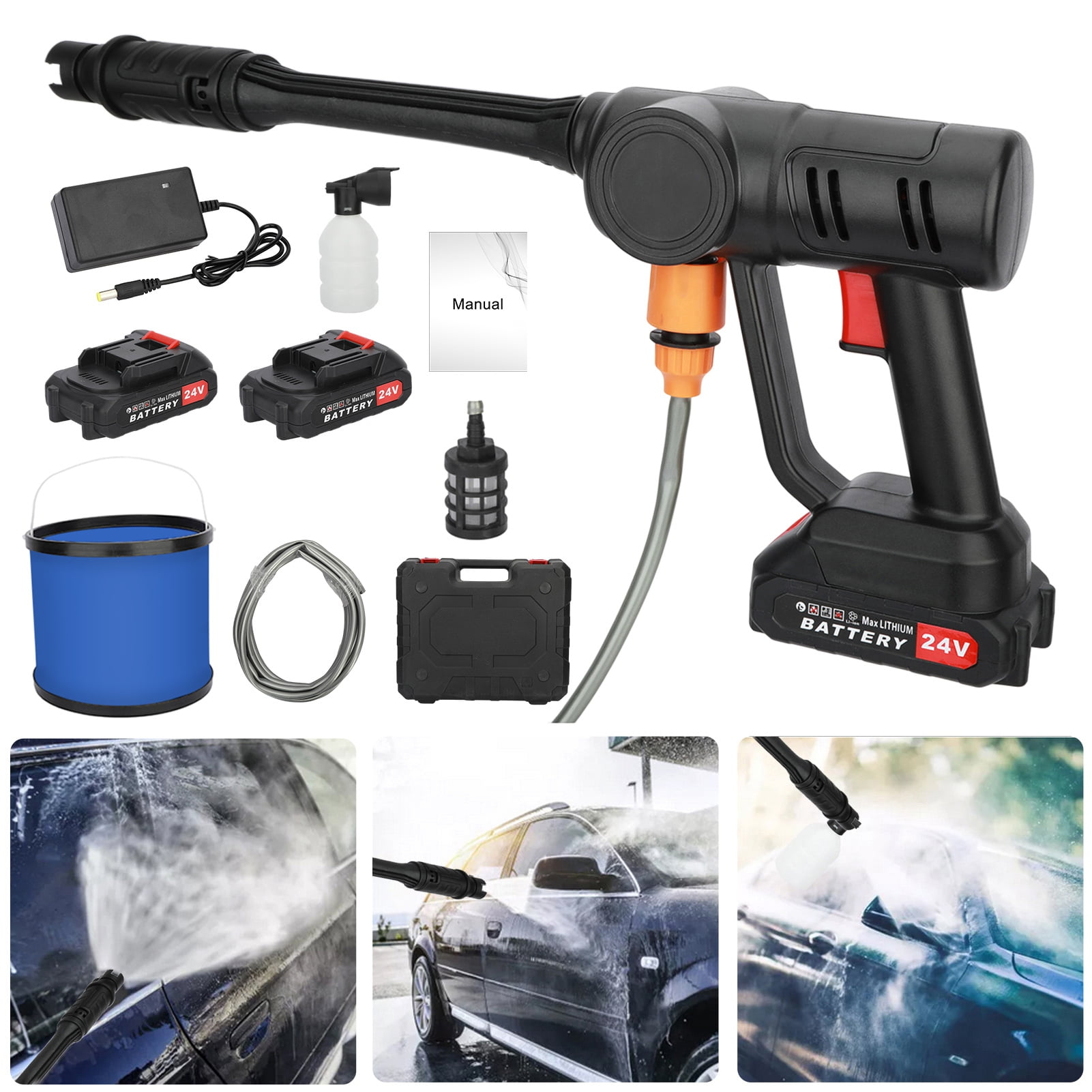 Pebbuoy Cordless Pressure Washer, Portable Power Cleaner, Handheld ...