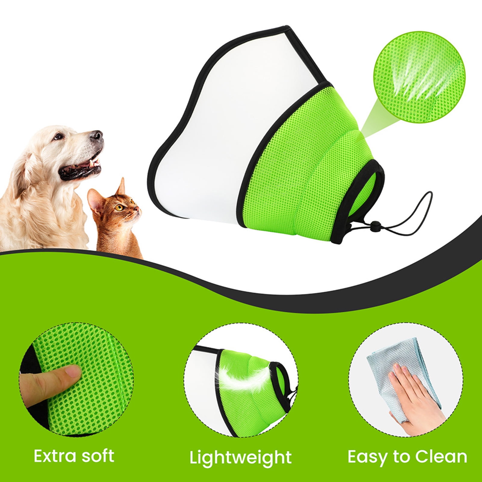 Pebbuoy Dog Cone Collar Adjustable Fastener Tape Post-Surgery Recovery ...