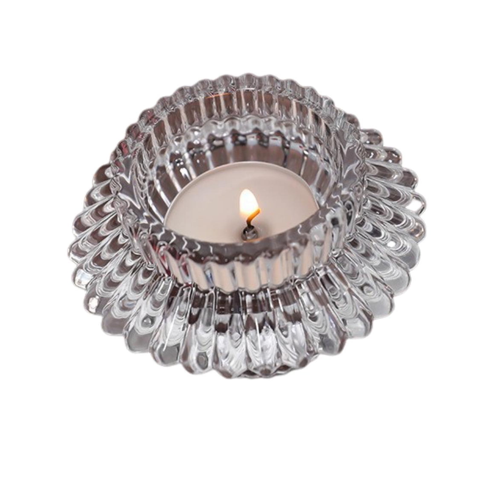 Pebbuoy Double-sided Glass Candle Holder Clear Taper Pillar Tealight Candle Candleholder ...