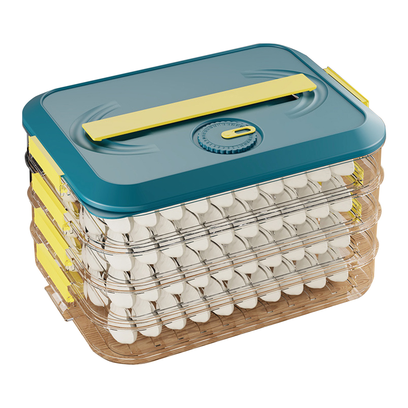 Pebbuoy Dumpling Box Storage Container with Handle Food Grade BPA Free ...