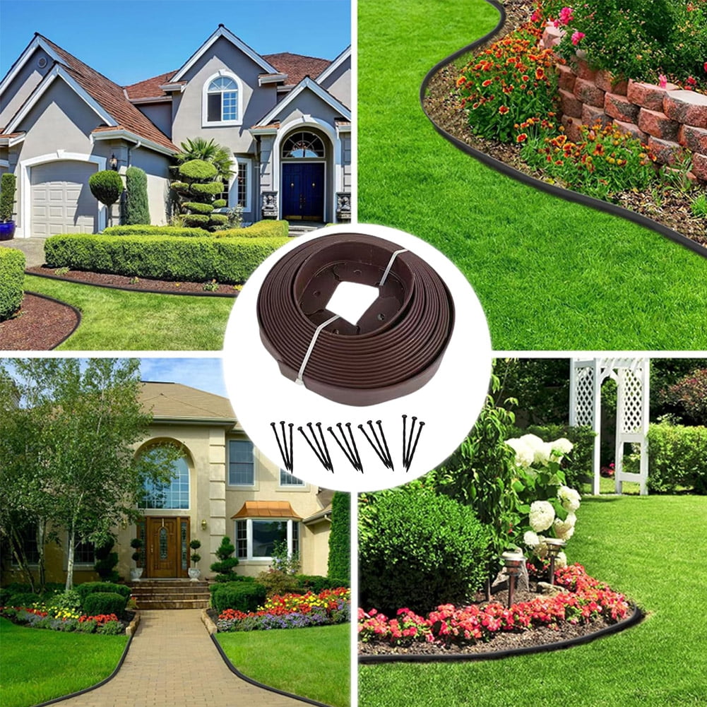 Pebbuoy Edging Border with Spikes,No Dig Landscape Edging Border,Garden Edging Isolation Easy-to ...