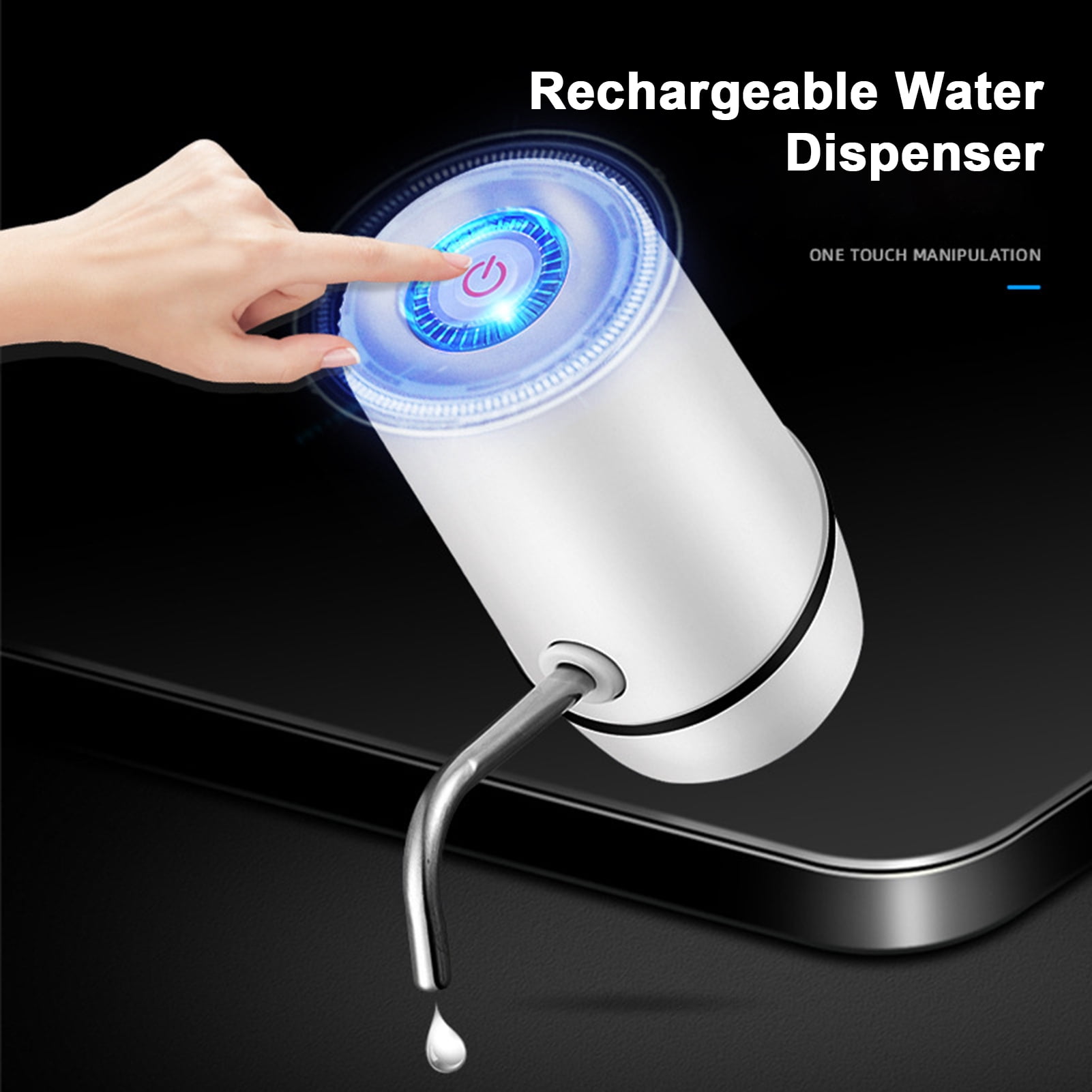 Pebbuoy Electric Water Bottle Pump Water Dispenser USB Rechargeable ...