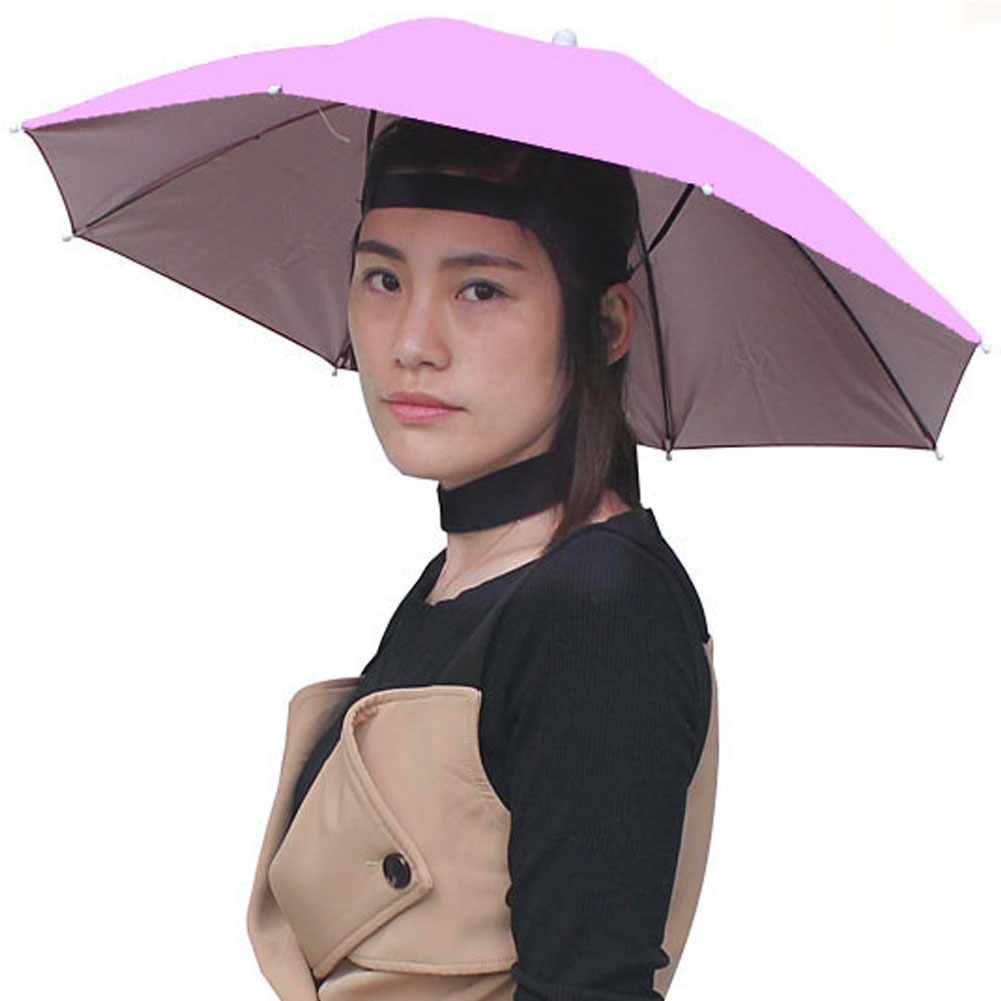 Pebbuoy Fishing Umbrella Hat Folding Adjustable Sun Rain Cap Beach ...