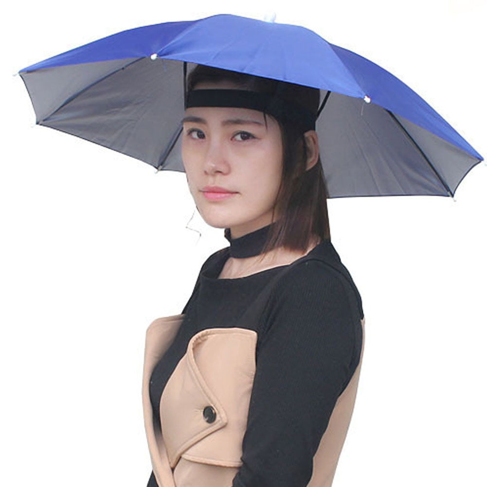 Pebbuoy Fishing Umbrella Hat Folding Adjustable Sun Rain Cap Beach ...