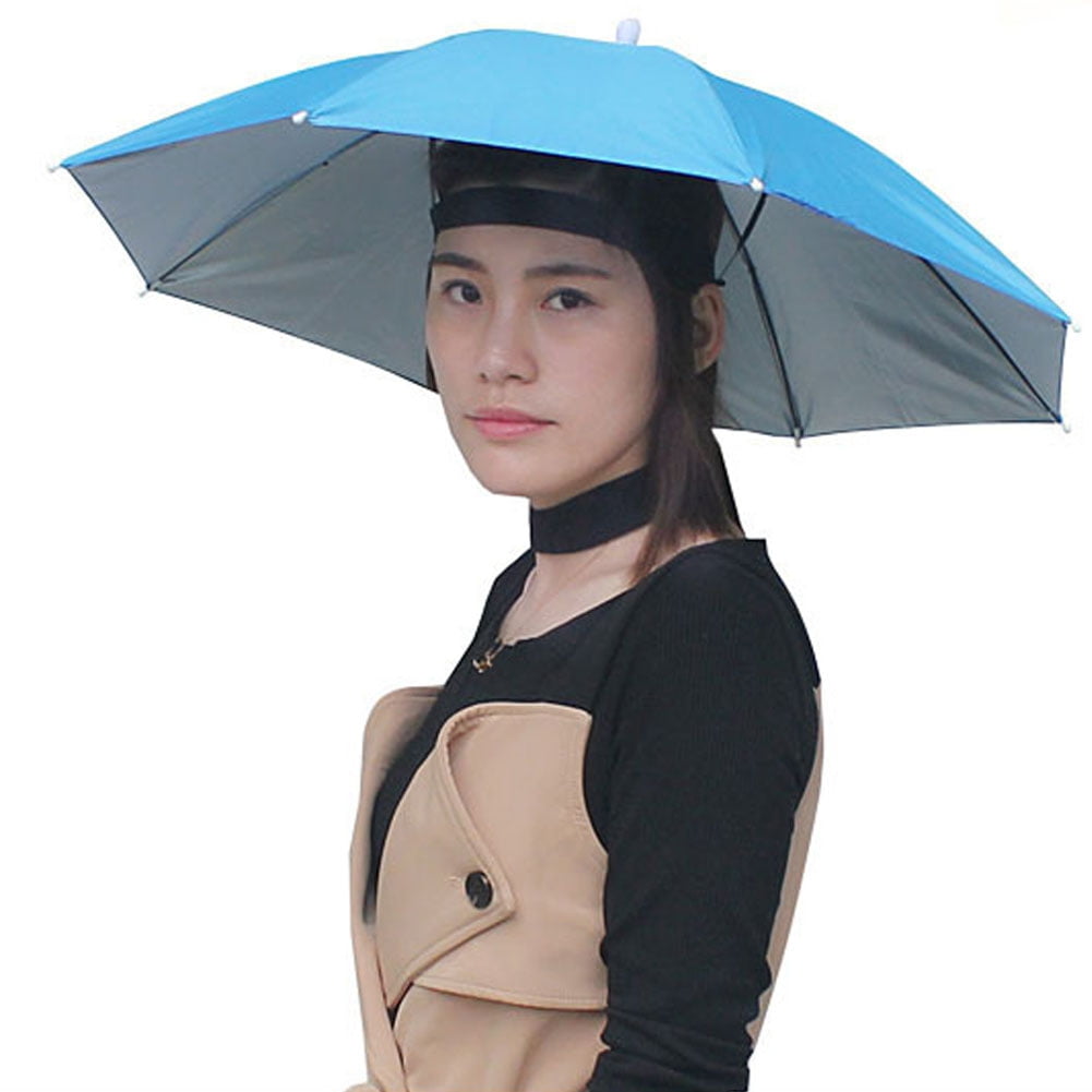 Pebbuoy Fishing Umbrella Hat Folding Adjustable Sun Rain Cap Beach ...