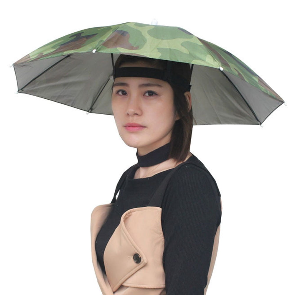 Pebbuoy Fishing Umbrella Hat Folding Adjustable Sun Rain Cap Beach ...