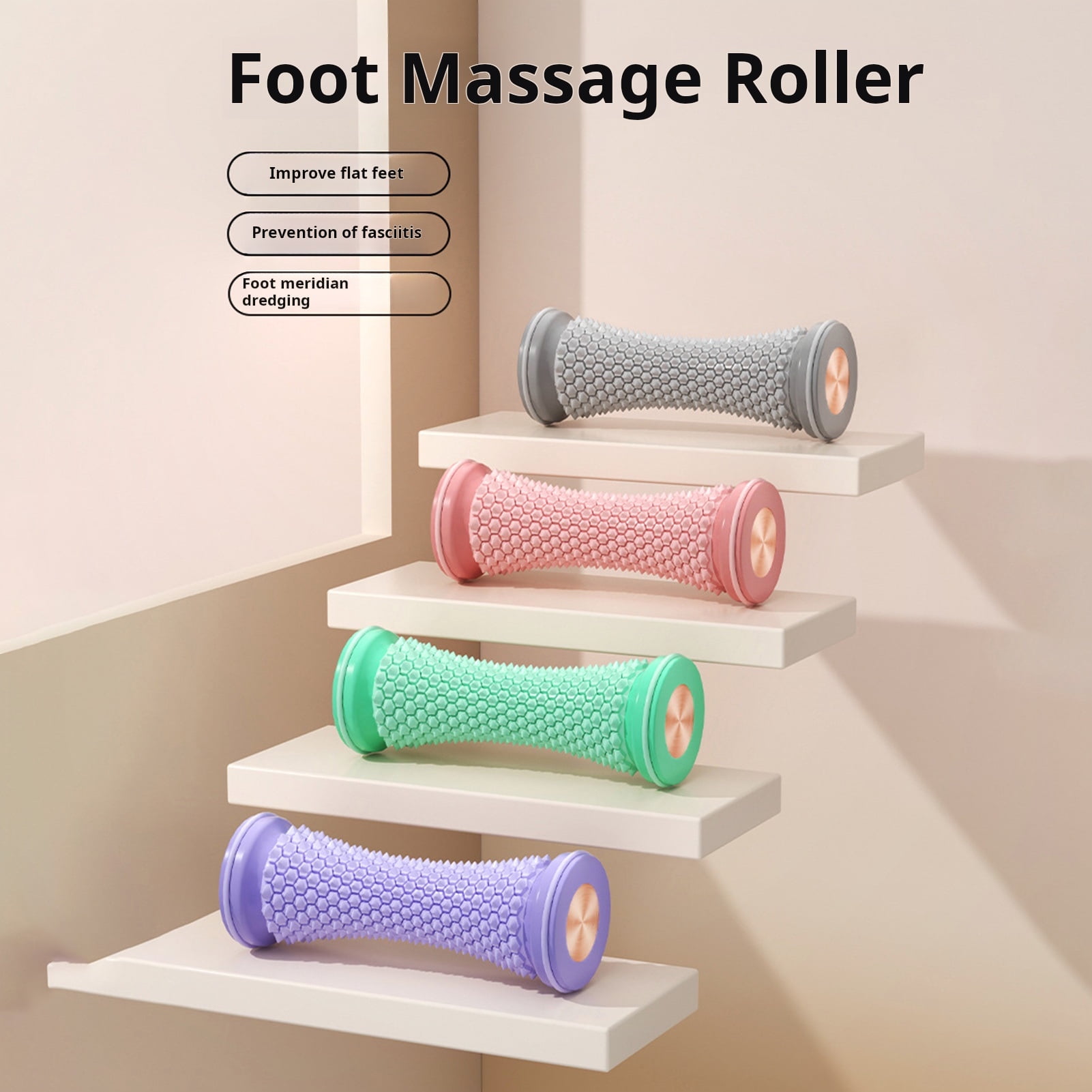 Pebbuoy Foot Massager Plantar Fasciitis Relief Roller Wear Resistant Friendly to Skin Portable ...