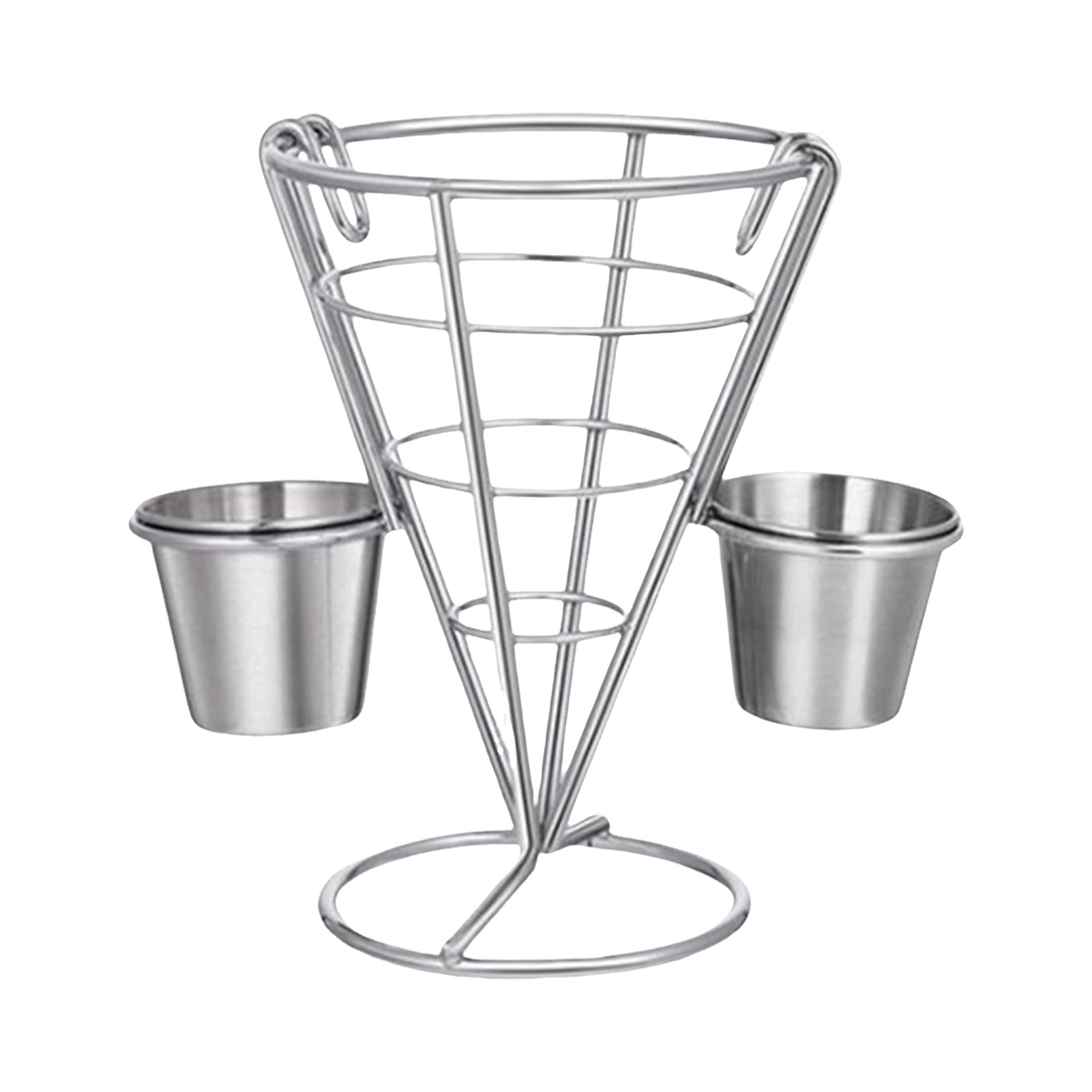 Pebbuoy French Fries Holder Basket with Sauce Dipper Fry Stand for ...