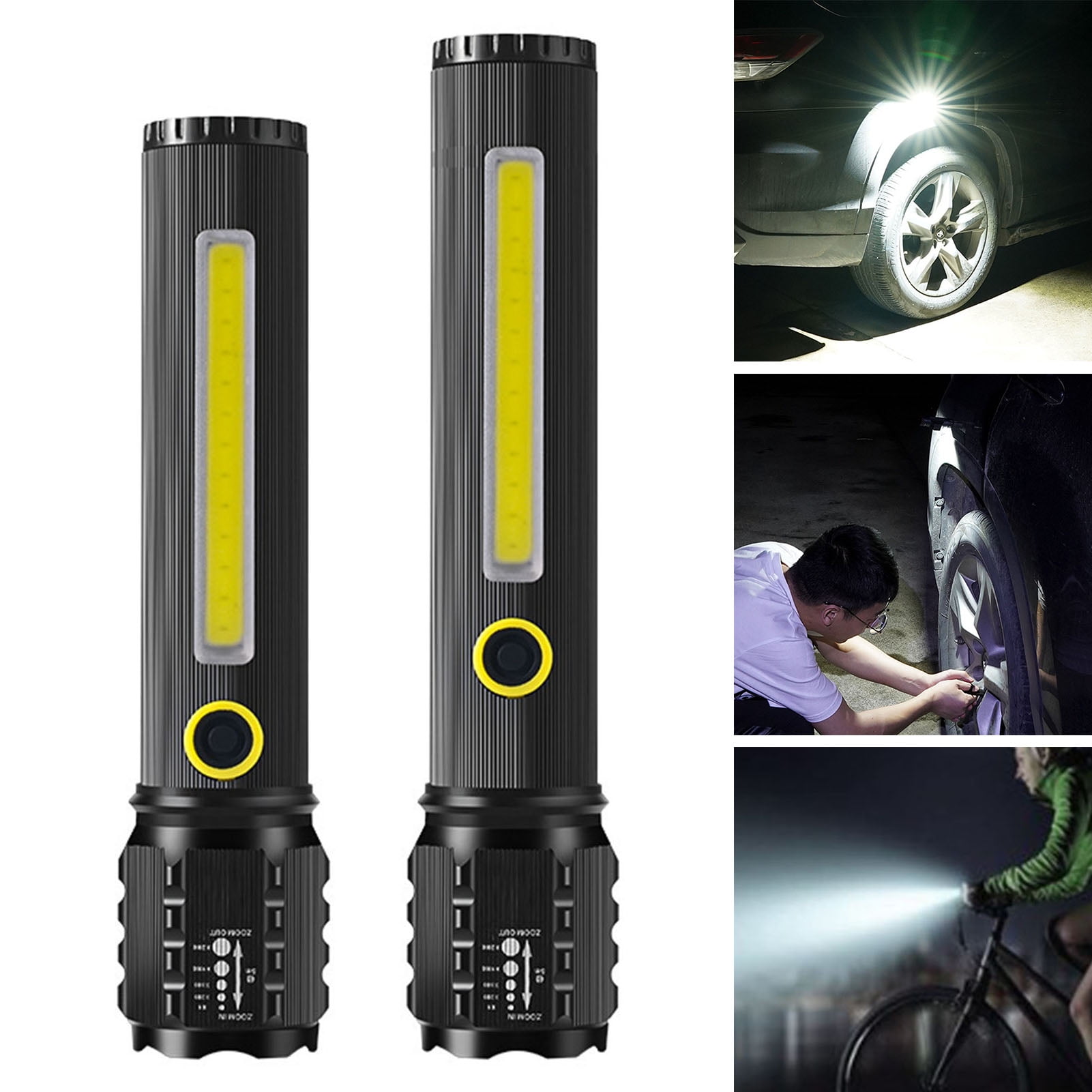 Pebbuoy High Lumens Rechargeable Flashlight Waterproof Long Irradiation ...