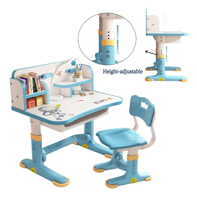 Pebbuoy Kids Desk and Chair Set, Height Adjustable Children Study Desk ...