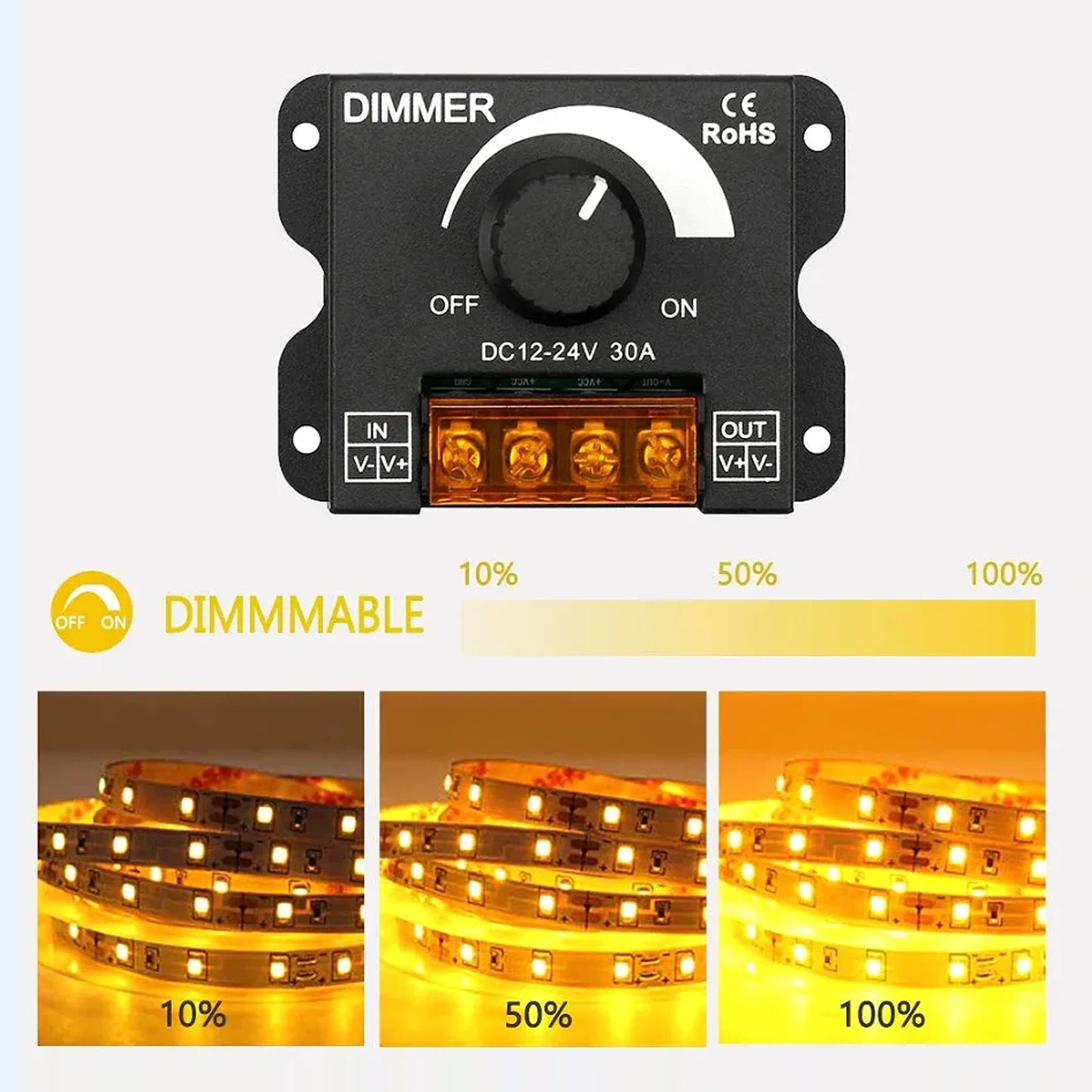 Pebbuoy LED Brightness Regulator Dimmer Switch Fast Connection User ...