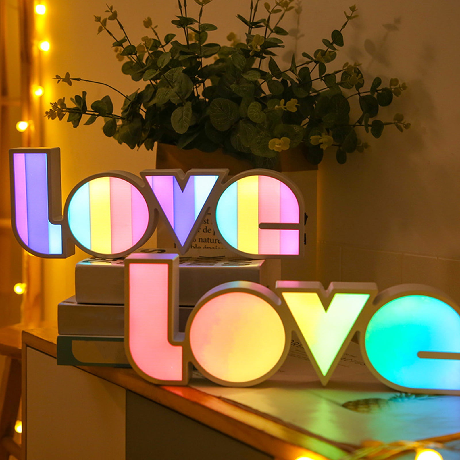 Pebbuoy LED Neon Light Love Letter Lamp Creative Shape Energy-saving ...