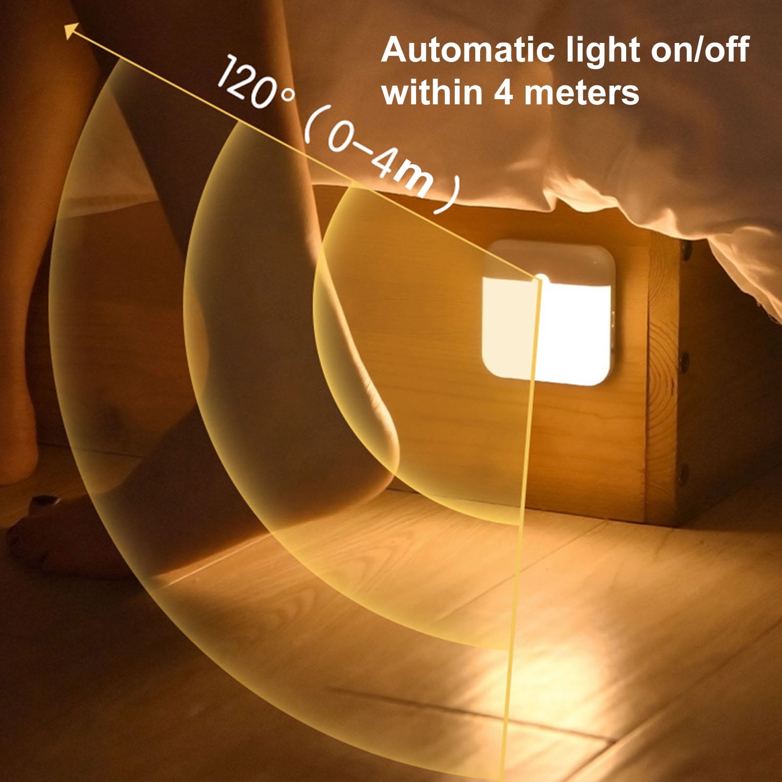 Pebbuoy LED Night Light with Human Body Sensor Super Bright Flicker ...