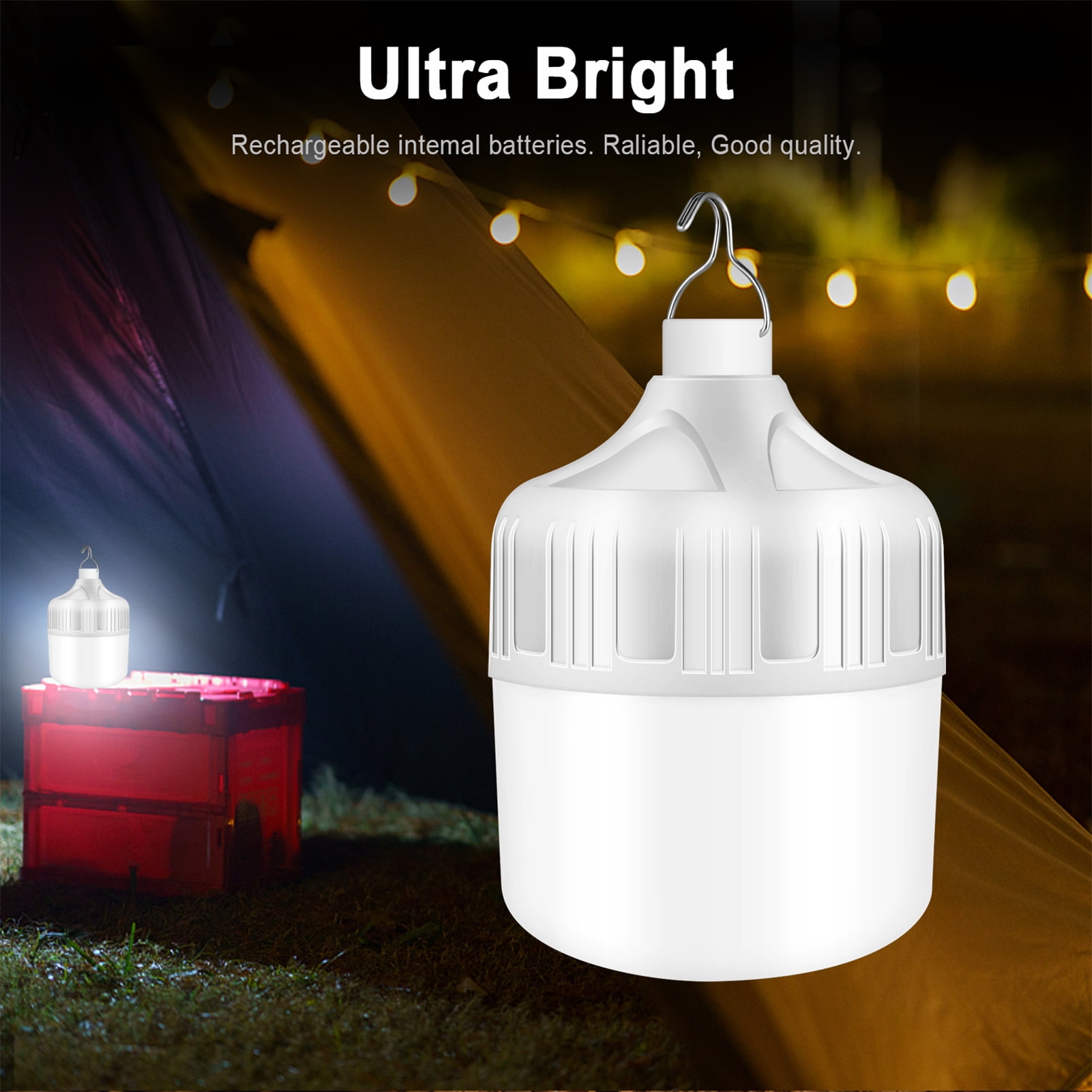 Pebbuoy LED Rechargeable Light Bulb Super Bright High Lumens Energy ...