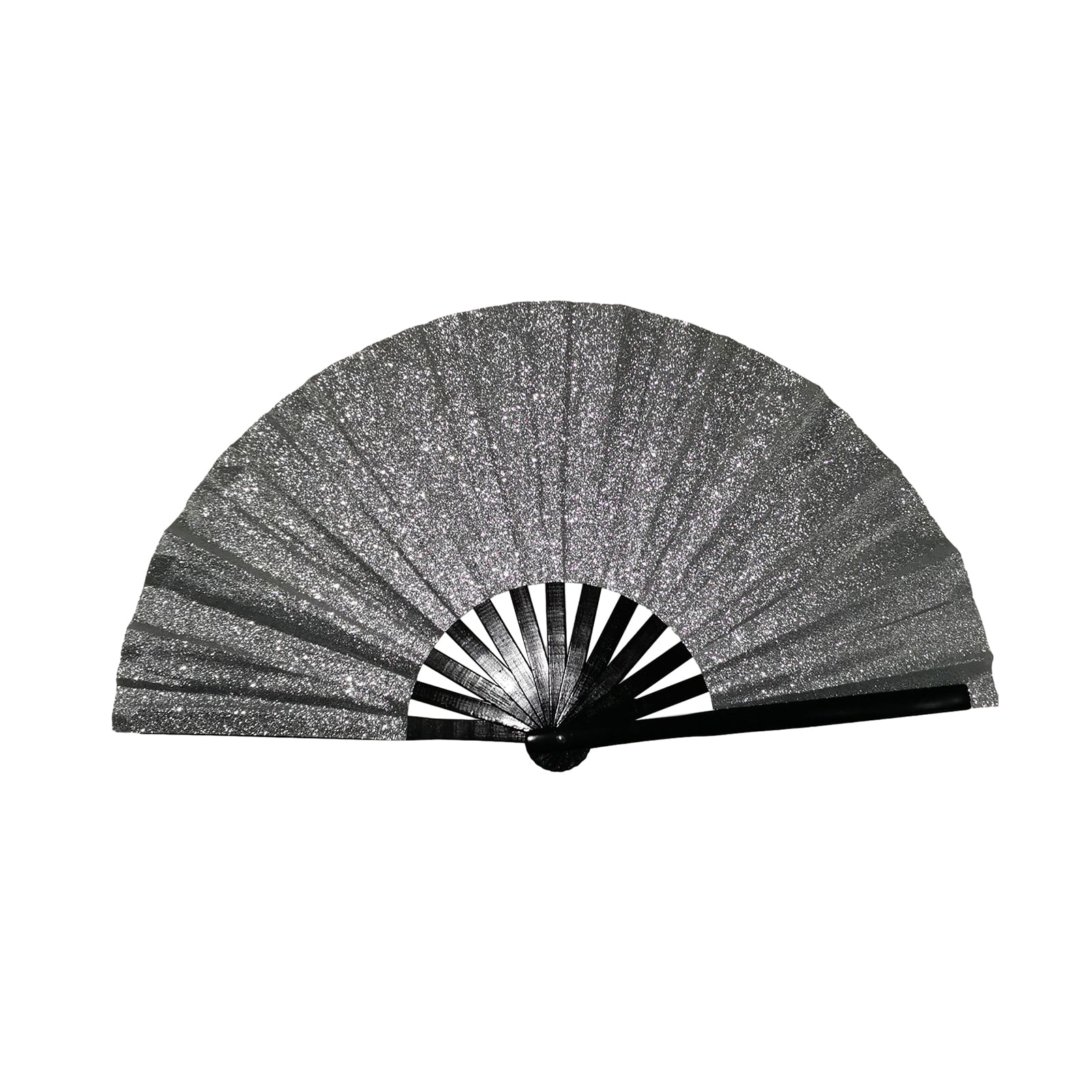 Pebbuoy Large Folding Shiny Hand Rave Fan with Storage Bag Women ...