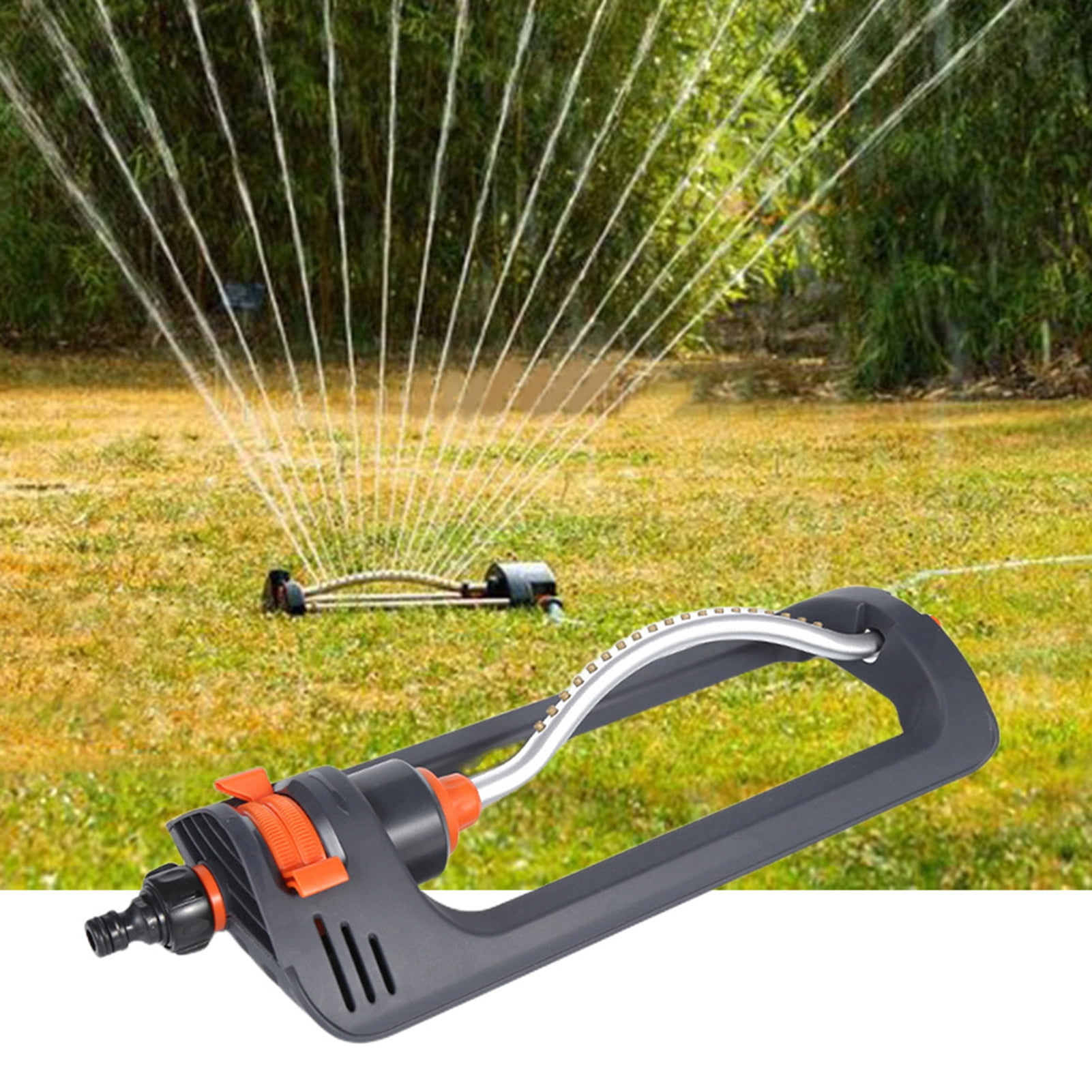Pebbuoy Lawn Sprinkler Metal Oscillating Sprinkler Garden Hose ...