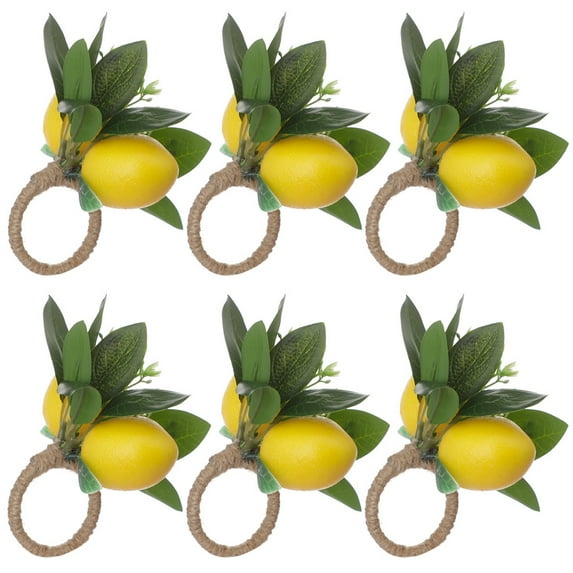 "Pebbuoy Lemon Napkin Rings, Handmade Greenery Napkin Holders ...