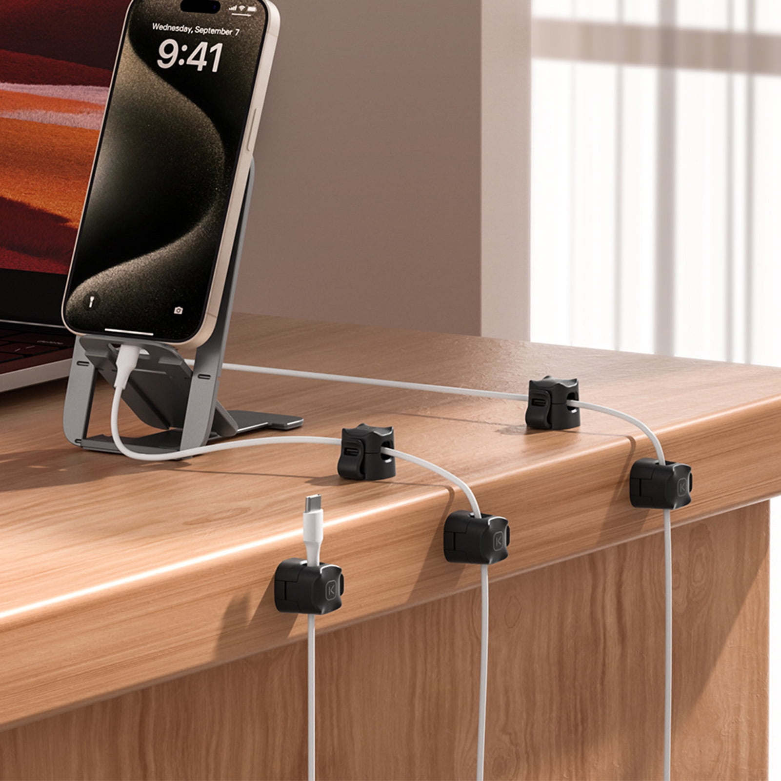 Pebbuoy Magnetic Cable Clips Cord Holder Self Adhesive Easy ...
