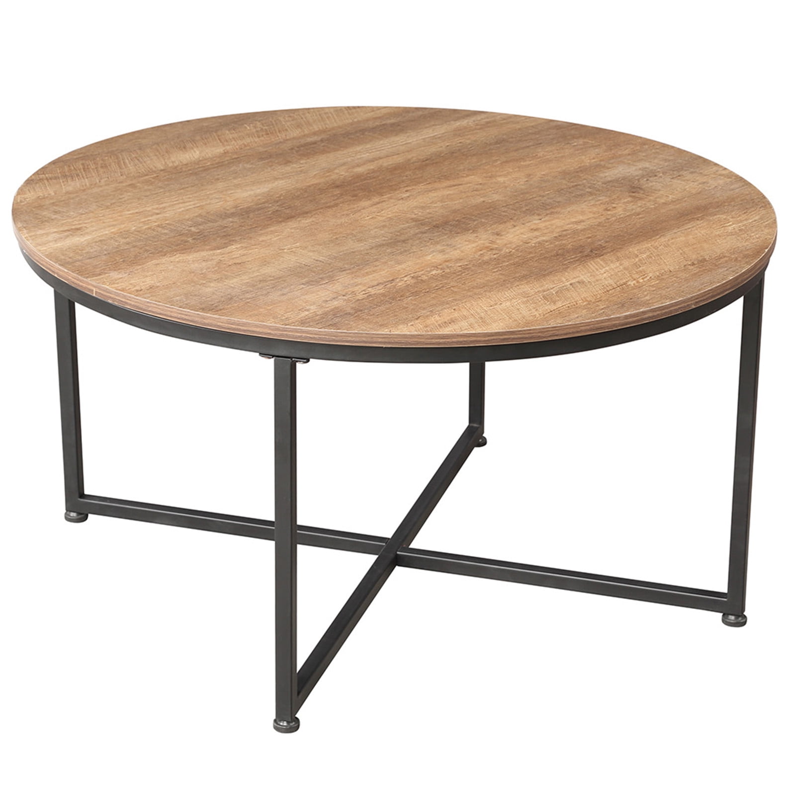Pebbuoy Modern Stylish Wood Color Round Coffee Table Living Room ...